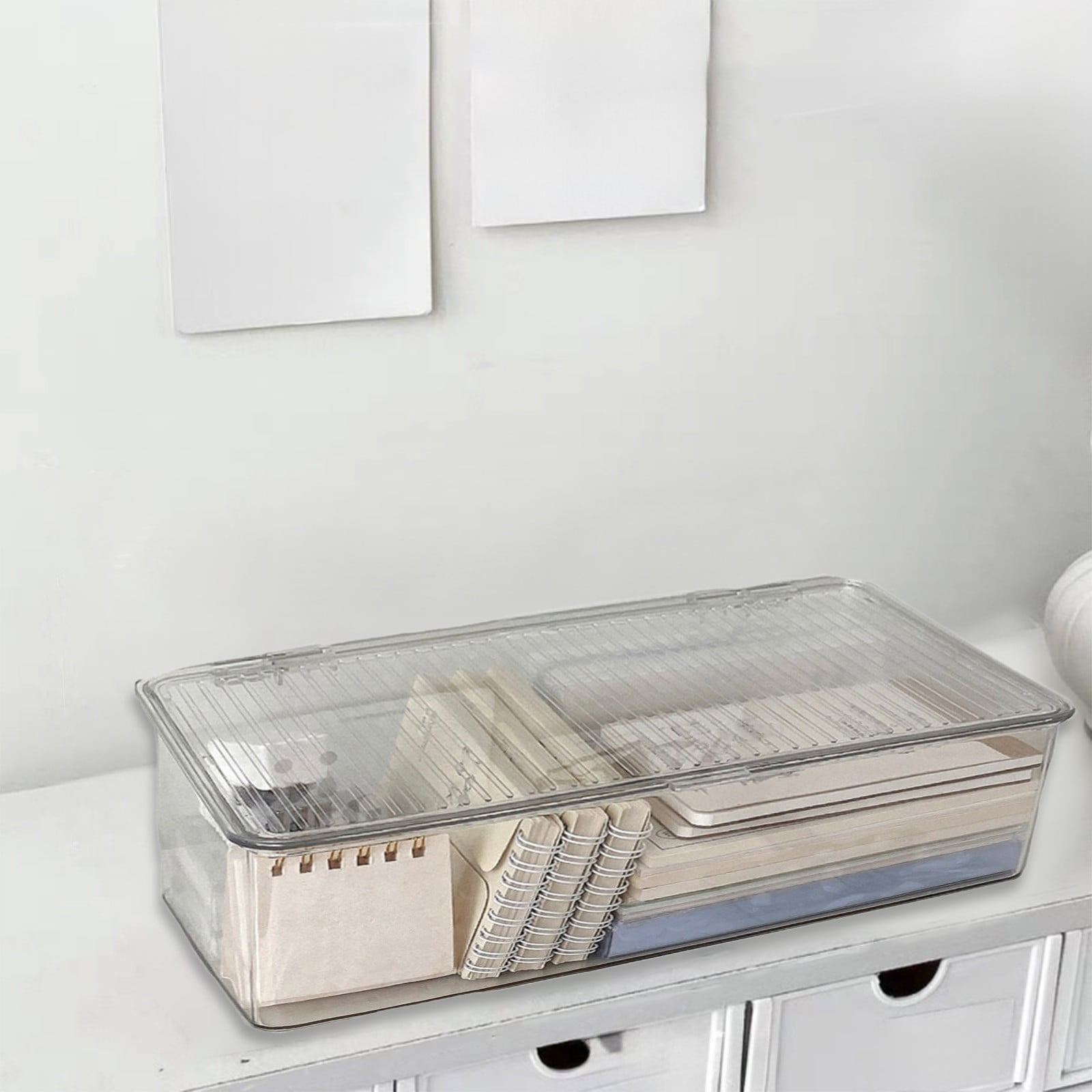 Ikohbadg Clear Plastic Storage Box for Office and Cosmetics, Stackable ...
