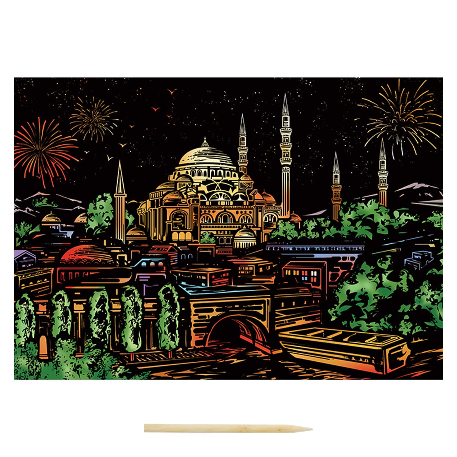 Ikohbadg Colorful Scratch Paper Set for Dreamy City Night Scenes, Scratch-to-Reveal Night ...