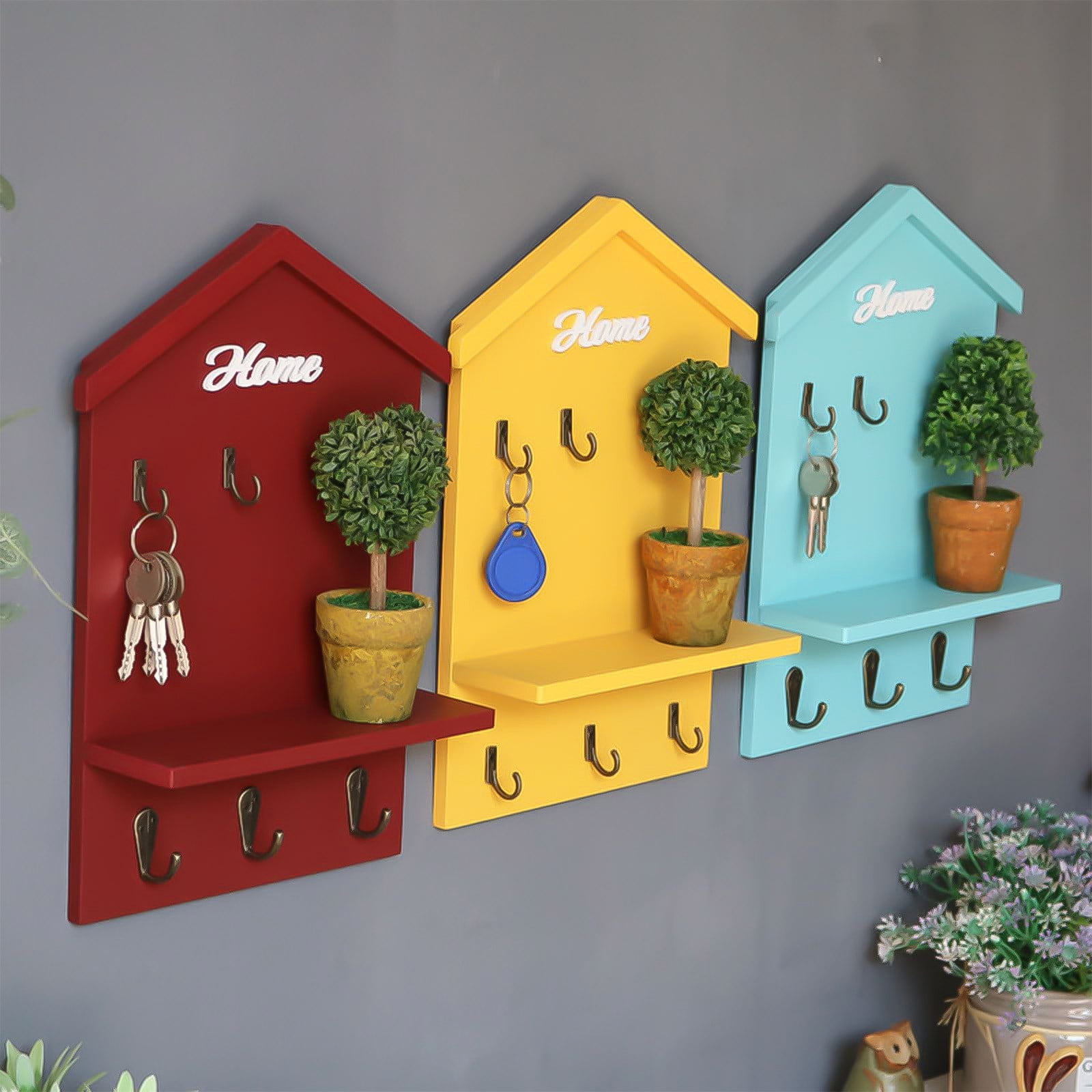 Ikohbadg Decorative House-Shaped Wall Hanging, Wooden Wall Decor for ...