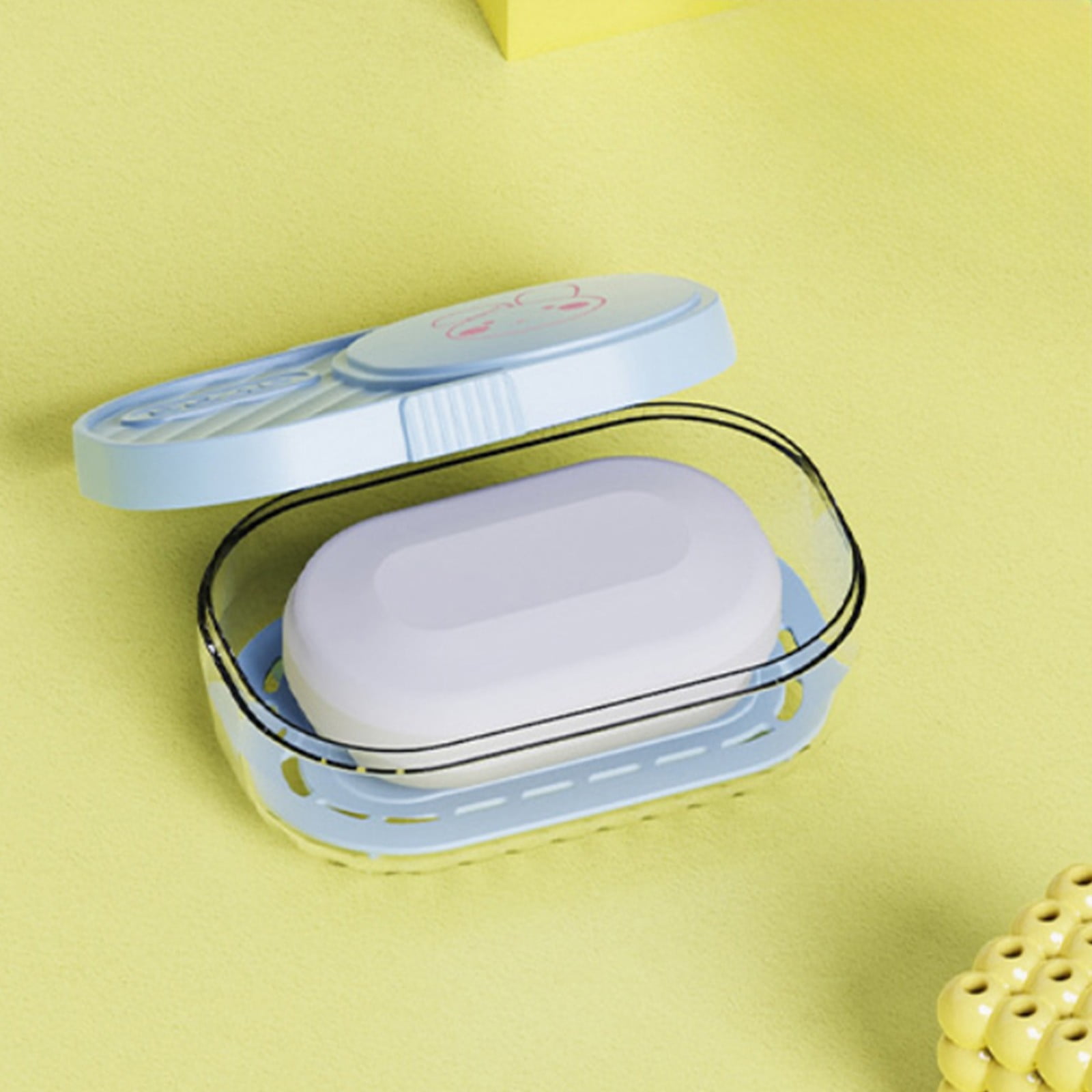 Ikohbadg Double Layer Soap Box with Lid, Portable Drainer Soap Dish, Durable Plastic Laundry ...