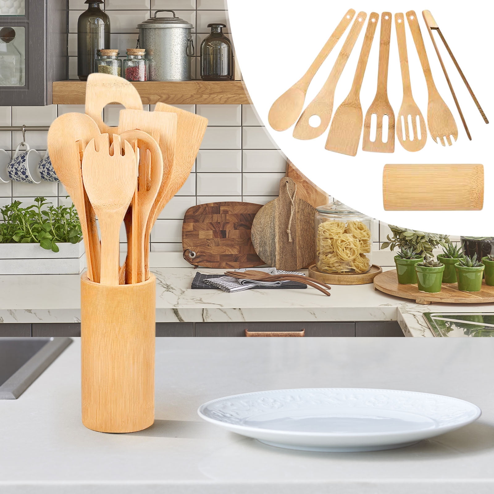 Ikohbadg Eight Piece Set Of Cooking Spatulas and Spoons Non Stick Pot ...