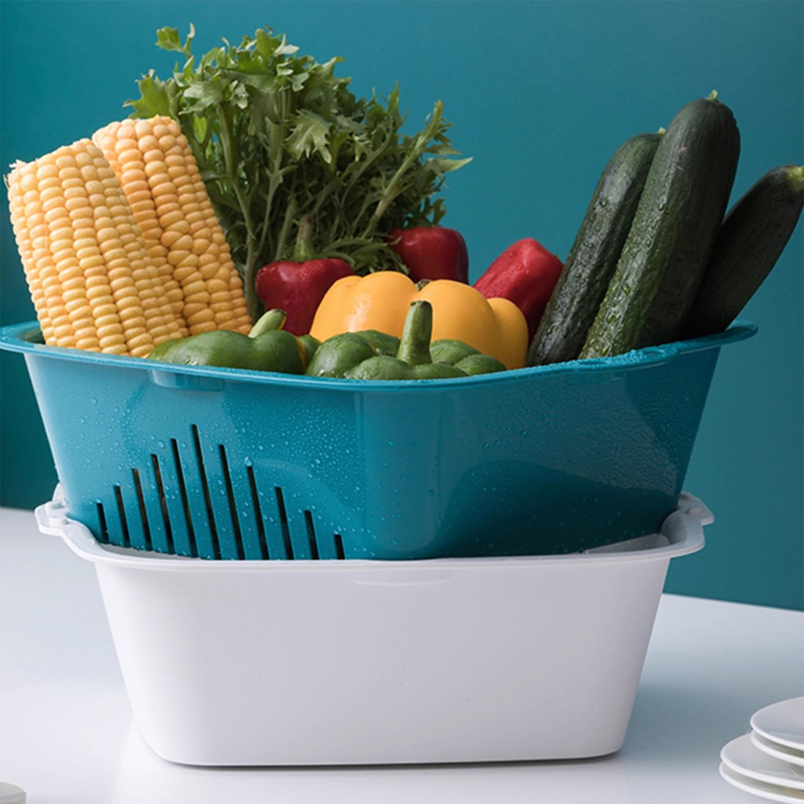 Ikohbadg Food Safe Plastic Drainer Kitchen Organizer Basket, Multi ...