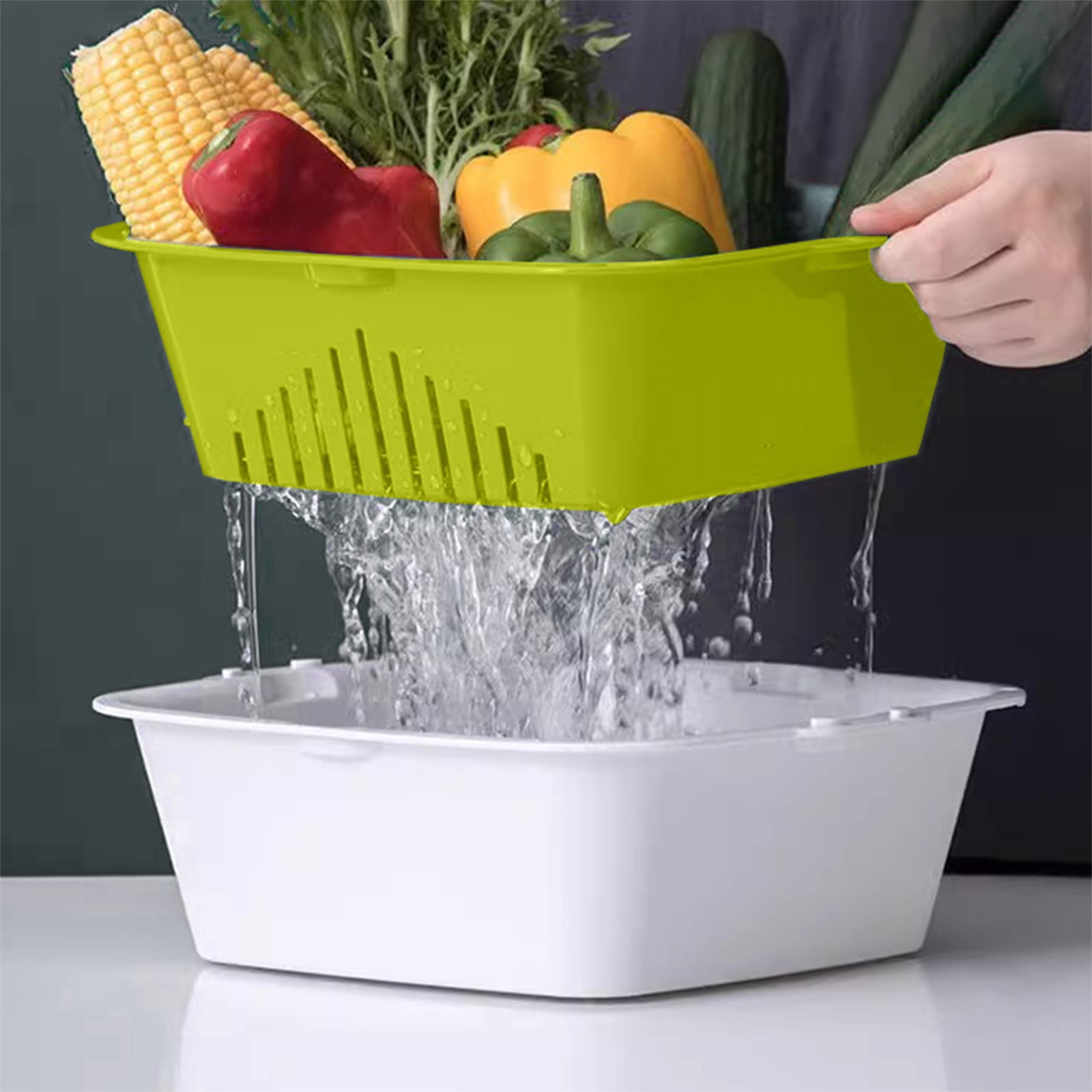 Ikohbadg Food Safe Plastic Drainer Kitchen Organizer Basket, Multi ...