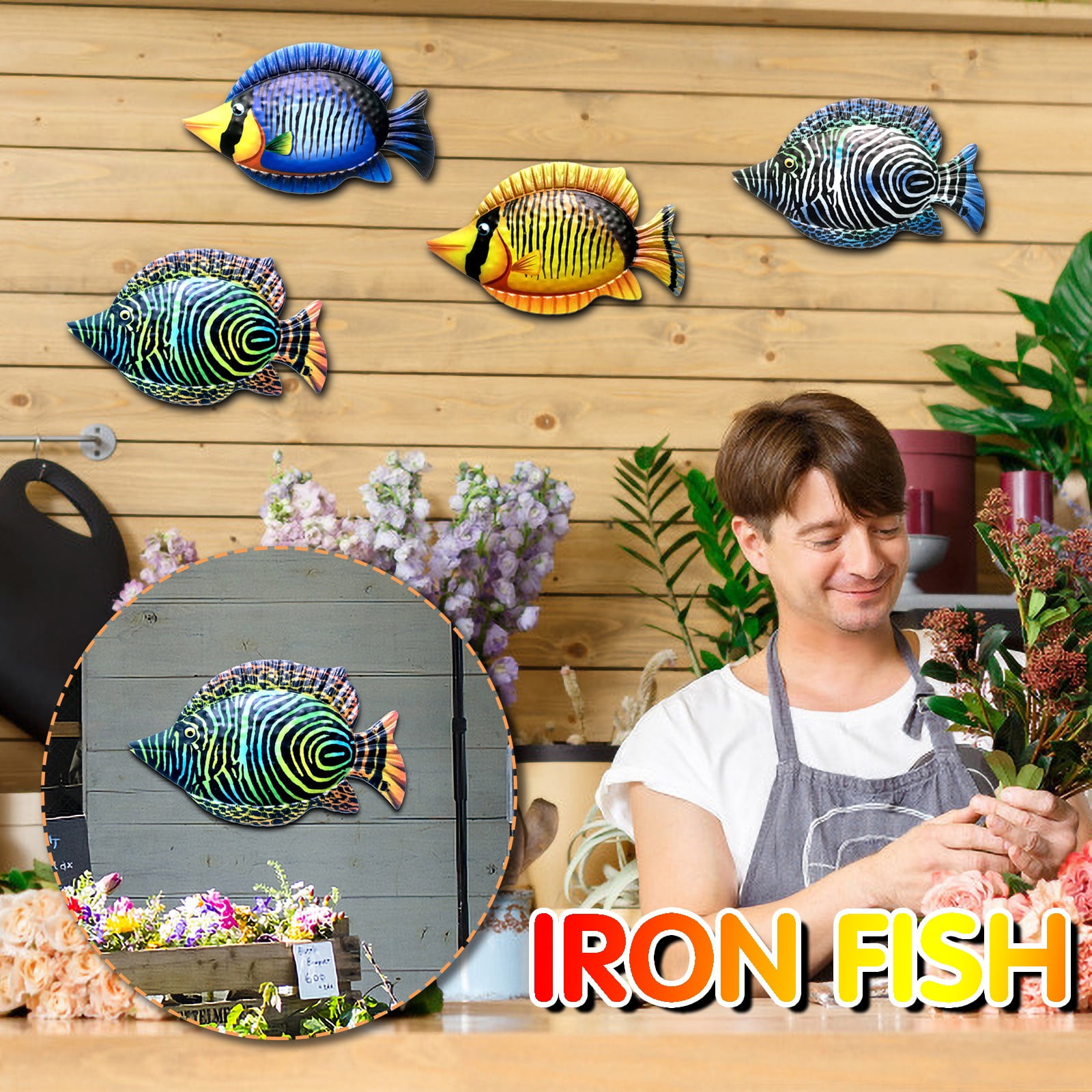 Ikohbadg Garden Fish Metal Wall Art for Home and Outdoor Decor ...