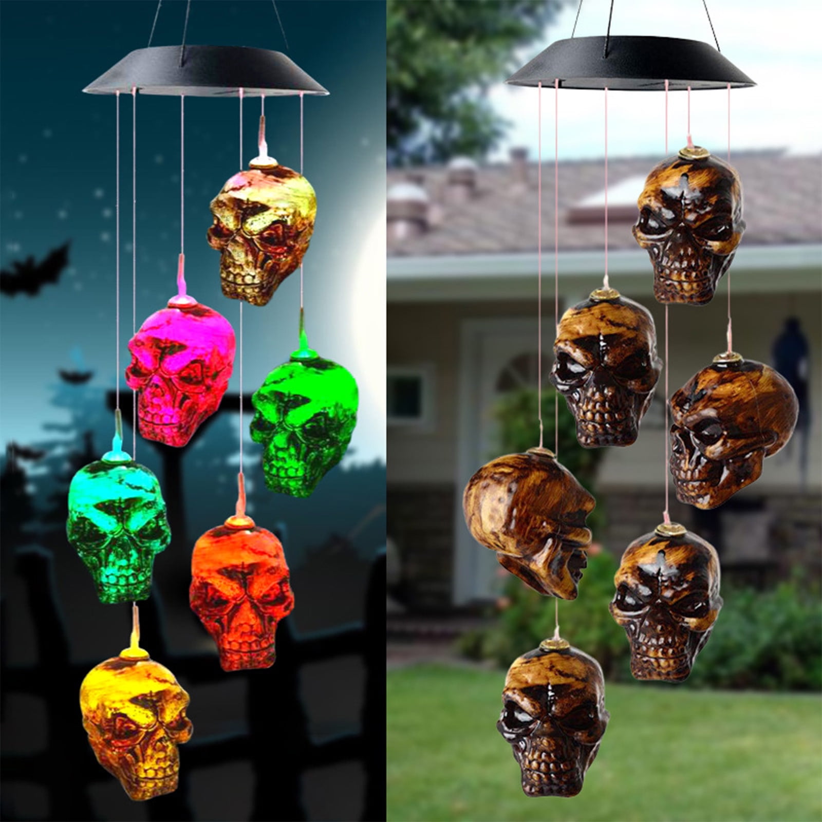 Ikohbadg Halloween Skull Solar Wind Chime Lights, Outdoor Hanging ...