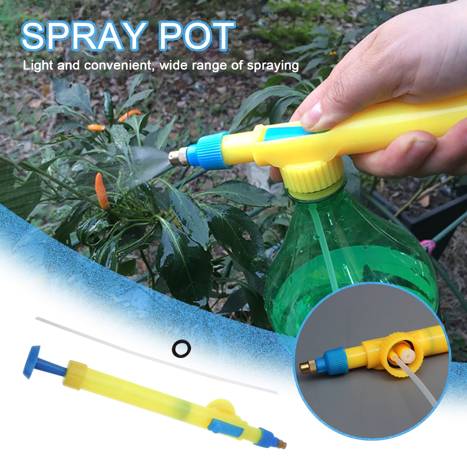 Ikohbadg Hand-Push Spray Watering Can with Pressure, Plastic Water Tool ...