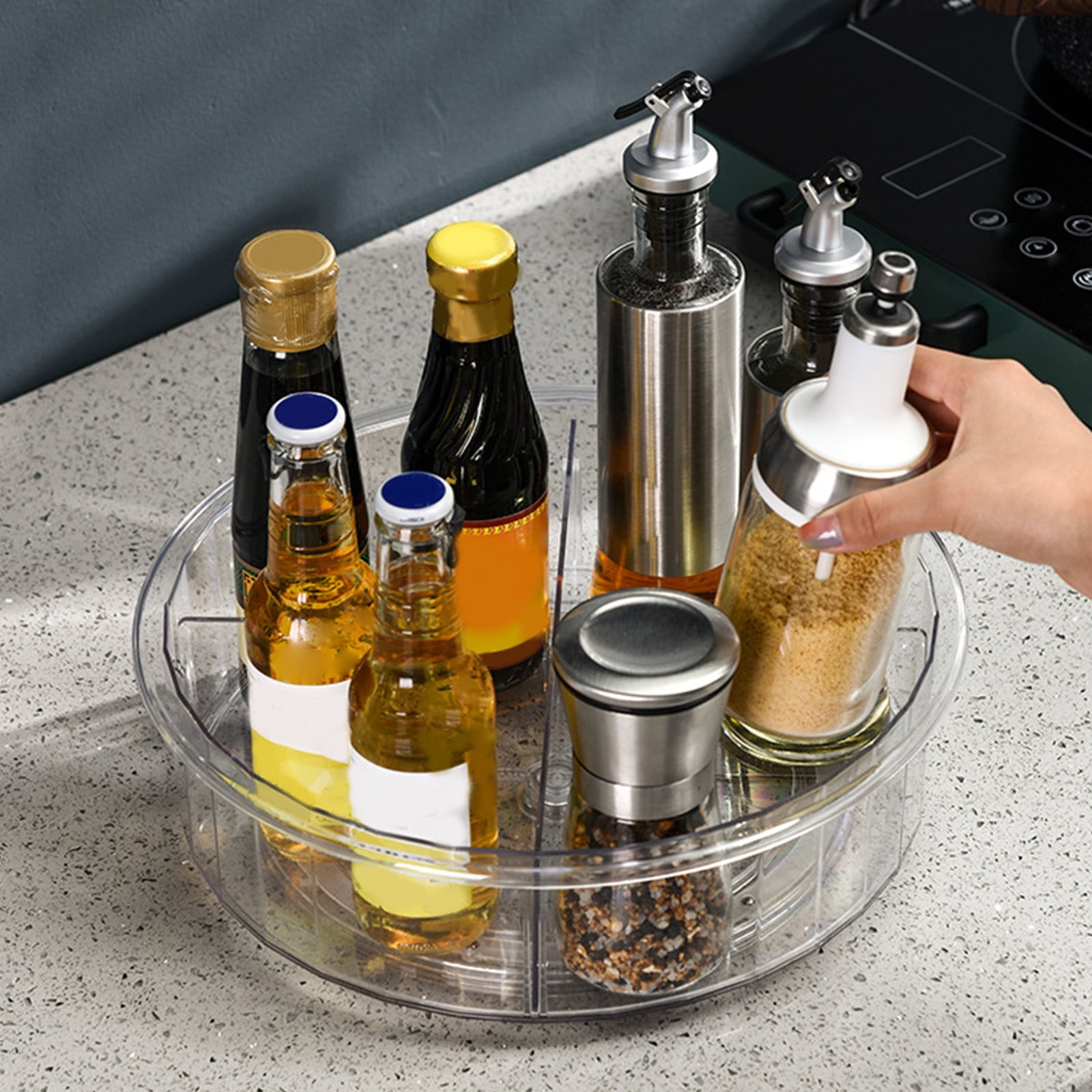 Ikohbadg Kitchen Sorting Seasoning Rack, Rotating Grids Transparent ...