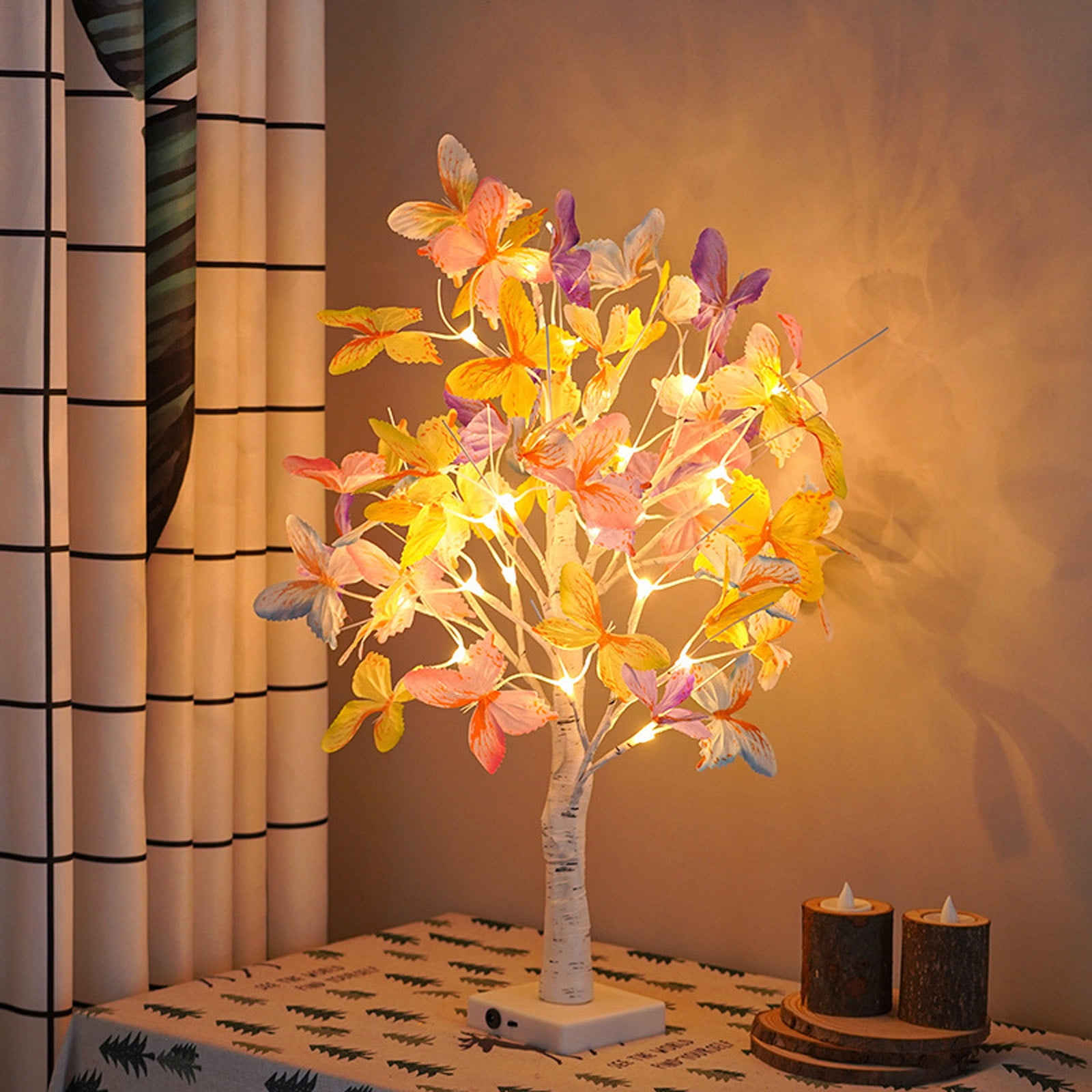 Ikohbadg LED Butterfly Birch Tree Lights Artificial Tree Lamp Twinkle ...