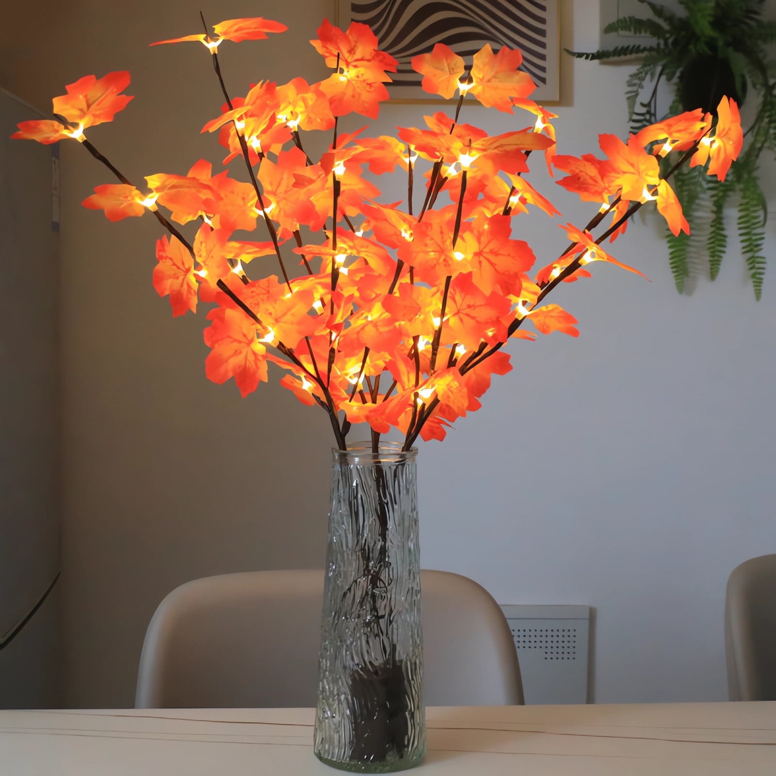 Ikohbadg Maple Leaf Twig Lights, 28 Inch LED Artificial Branch Lights ...