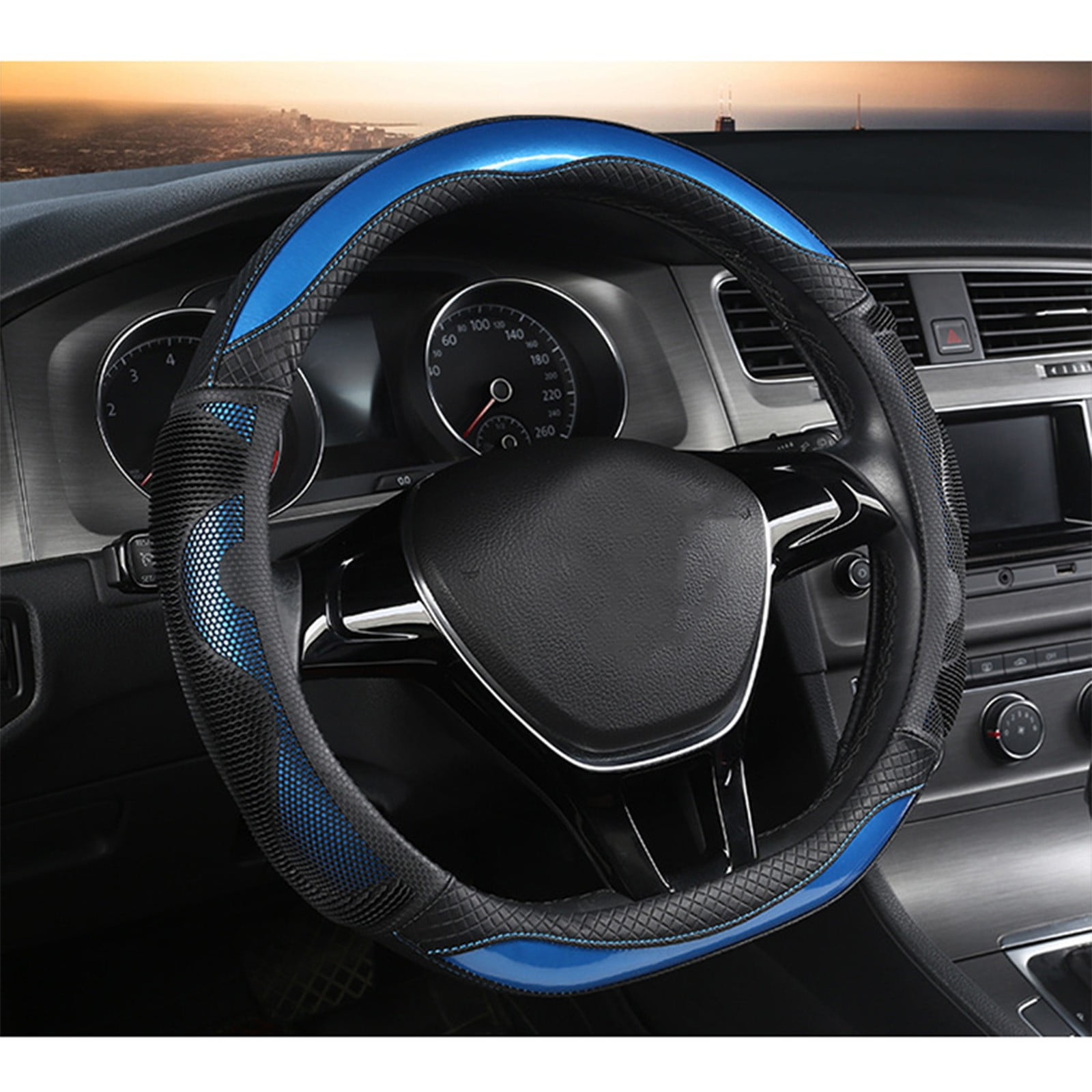 Ikohbadg Leather Steering Wheel Cover for All Seasons, Honeycomb Car ...