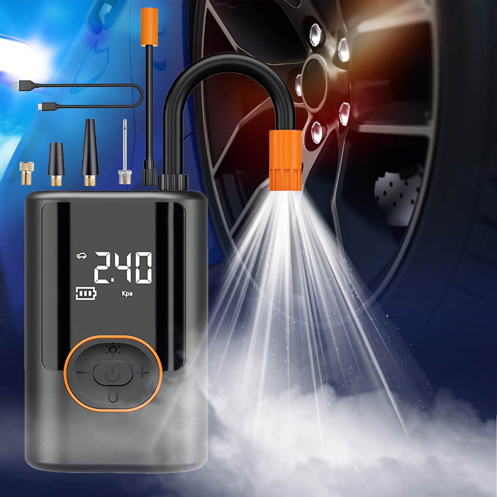 Ikohbadg Portable Car Tire Inflator with USB and Type-C Output, Multi ...