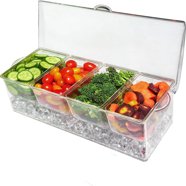 LIMOEASY Chilled Condiment Server for Parties, 5 Compartment, Clear ...