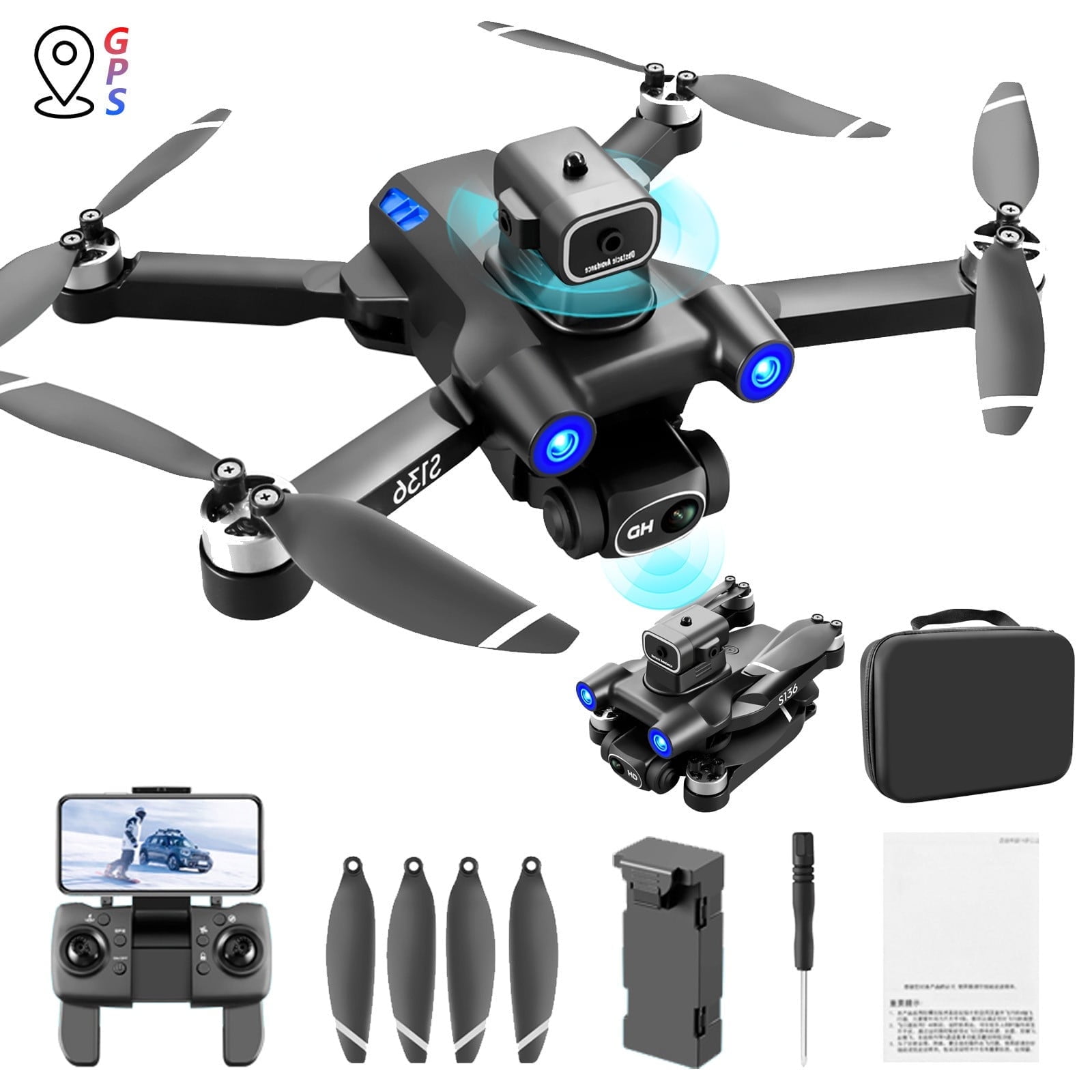 Ikohbadg 4K GPS Drone - Auto Return, Follow Me, Brushless Motor ...