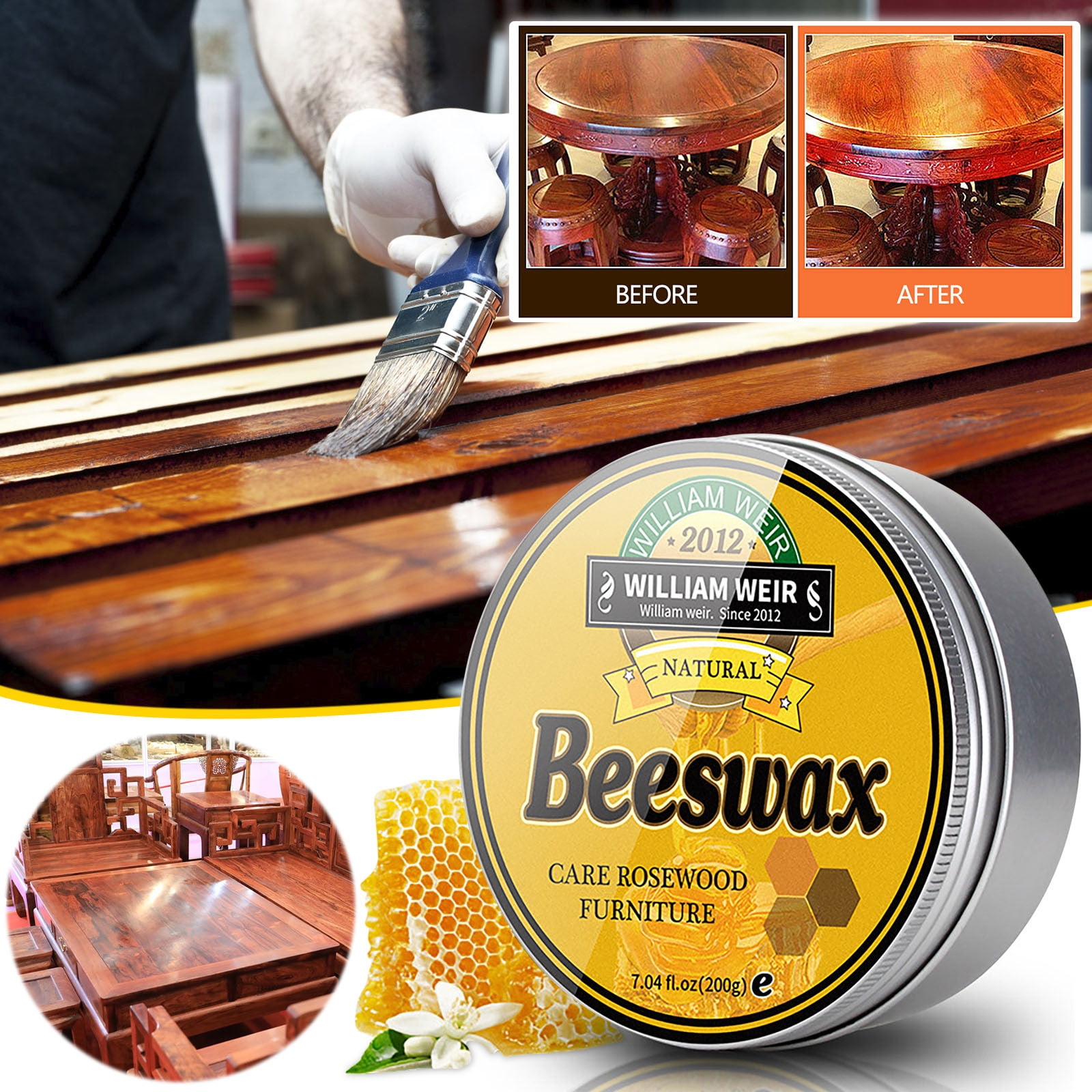 Ikohbadg Red Wood Furniture Wax, Solid Wood Furniture Beeswax, Natural ...