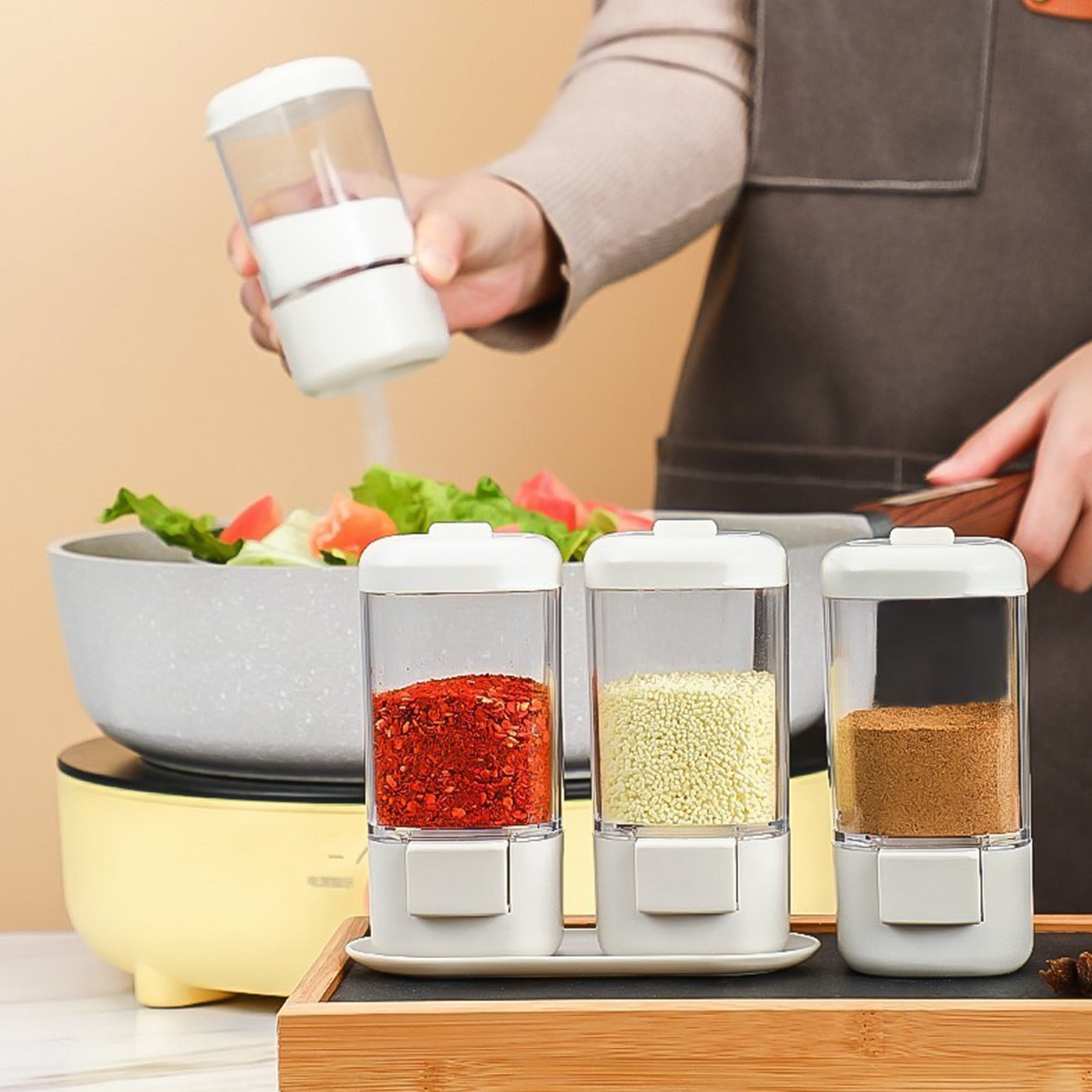 Ikohbadg Salted Control Bottle Press Quantitative Salted Pepper Storage ...