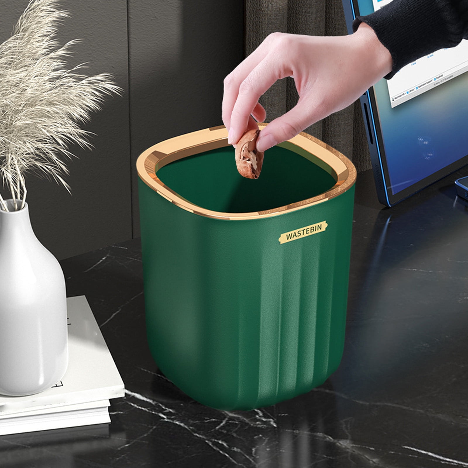 Ikohbadg Small Desk Trash Can, Mini Desktop Garbage Can, Plastic ...