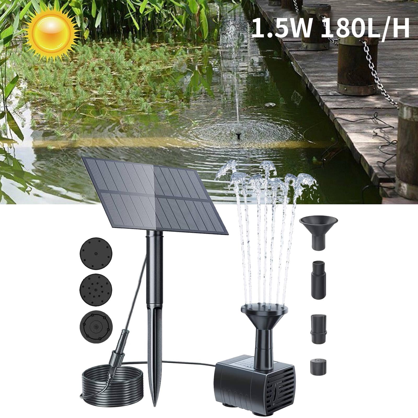 Ikohbadg Solar-Powered Outdoor Fountain for Small Pools, Swimming Pools ...