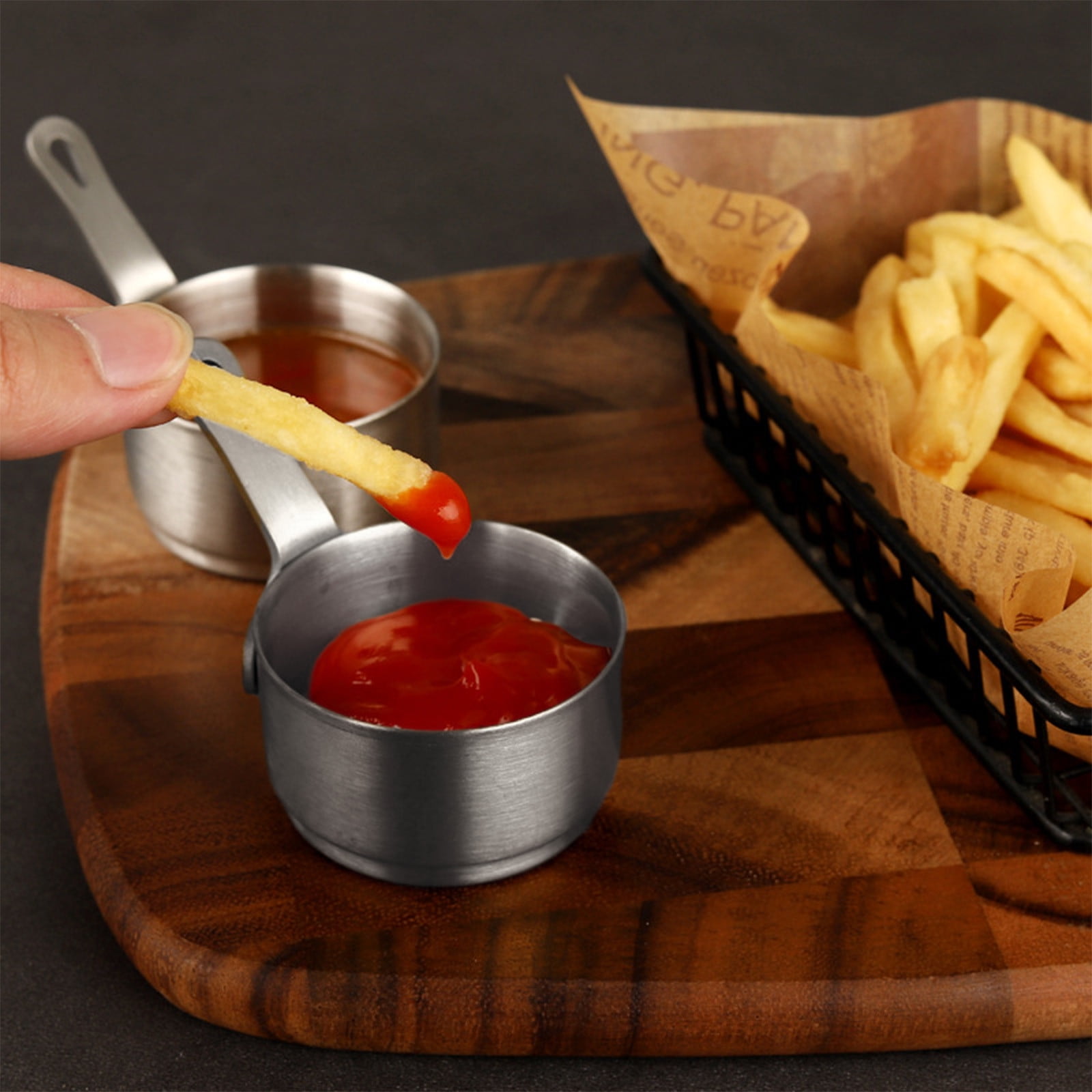 Ikohbadg Stainless Steel Steak Cup Handle Dipping Dish Restaurant Steak ...