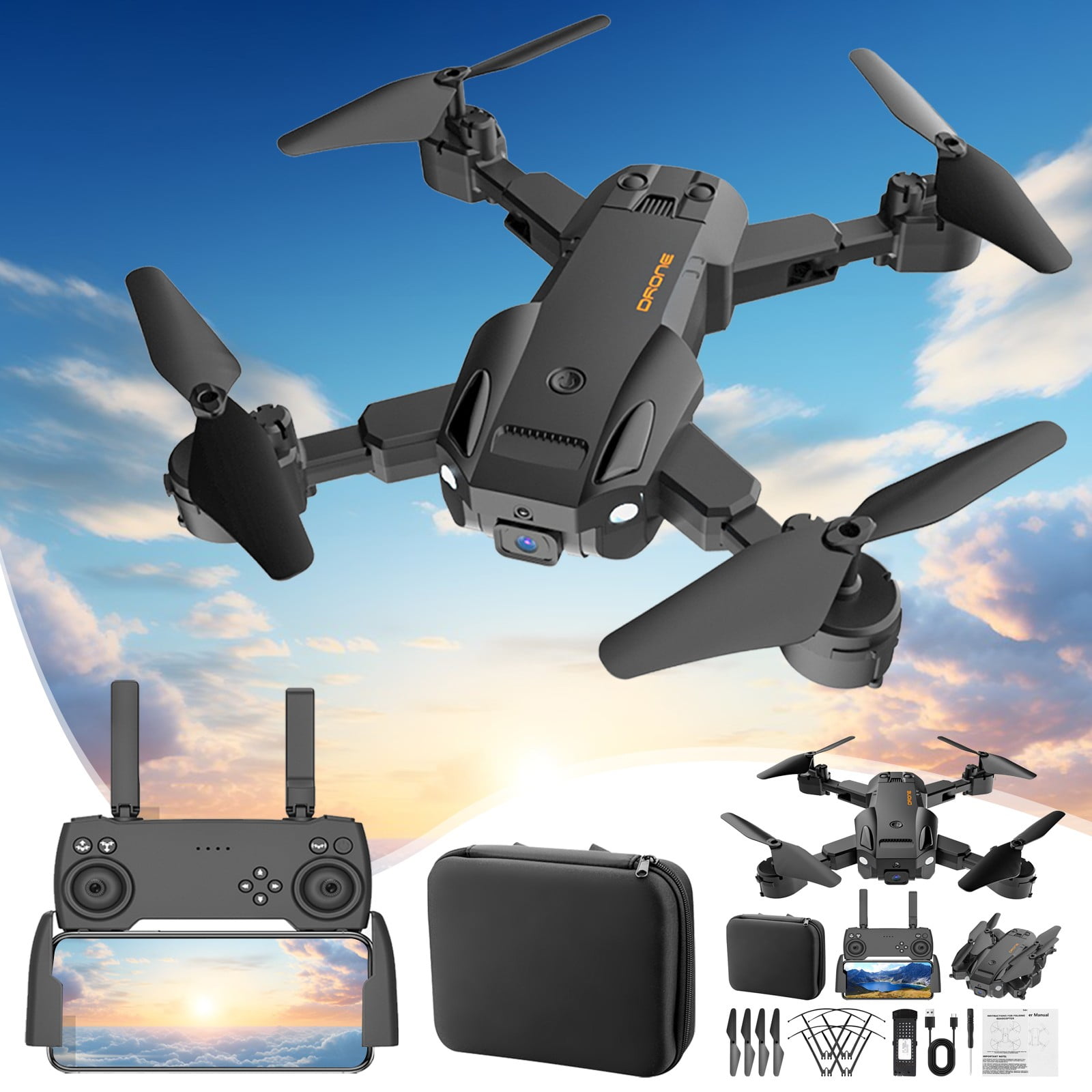 Ikohbadg Three Sided Obstacle Avoidance Drone 1080p Aerial Photography High Definition Camera