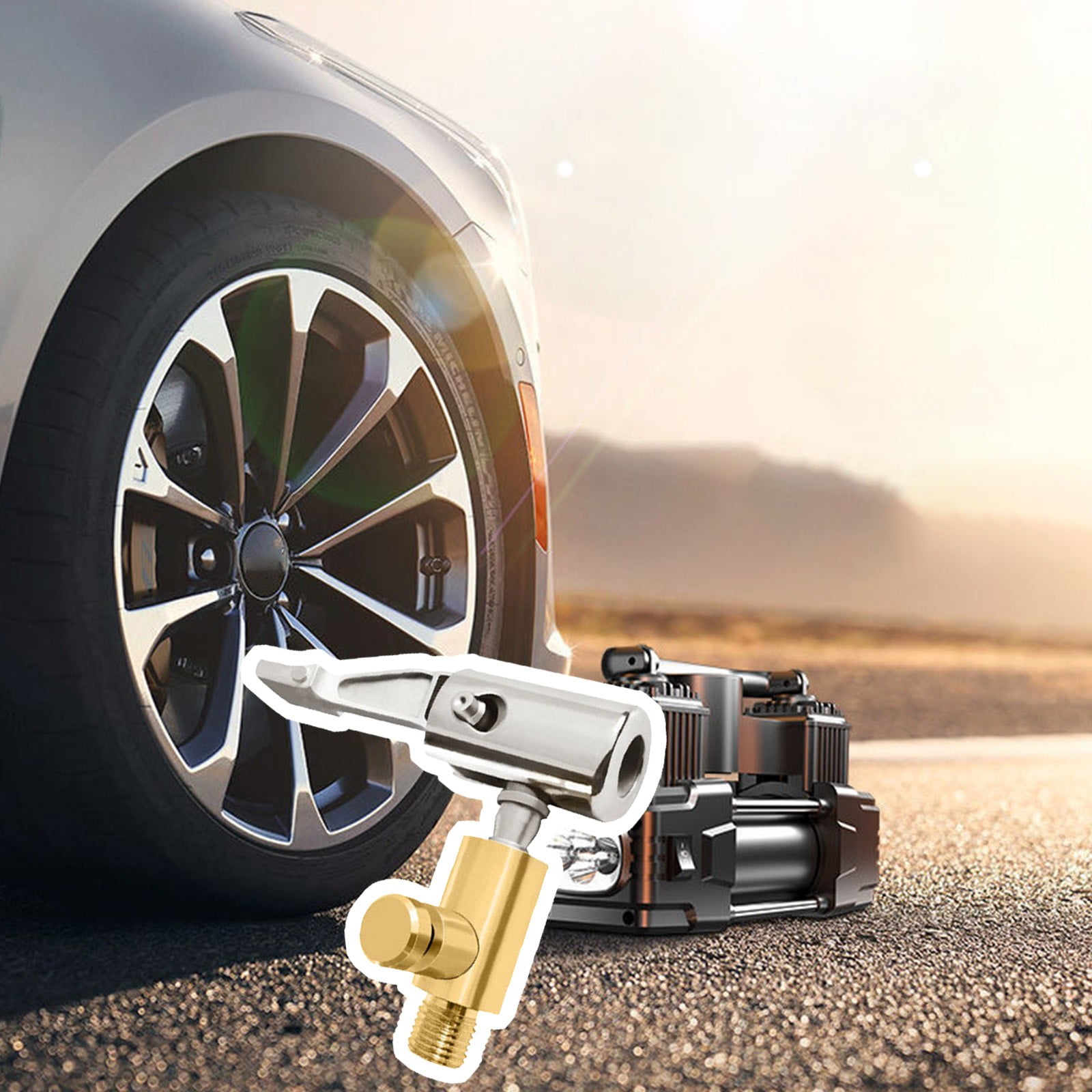 Ikohbadg Tire Inflator Nozzle Copper Spiracle Portable Metal Tire ...