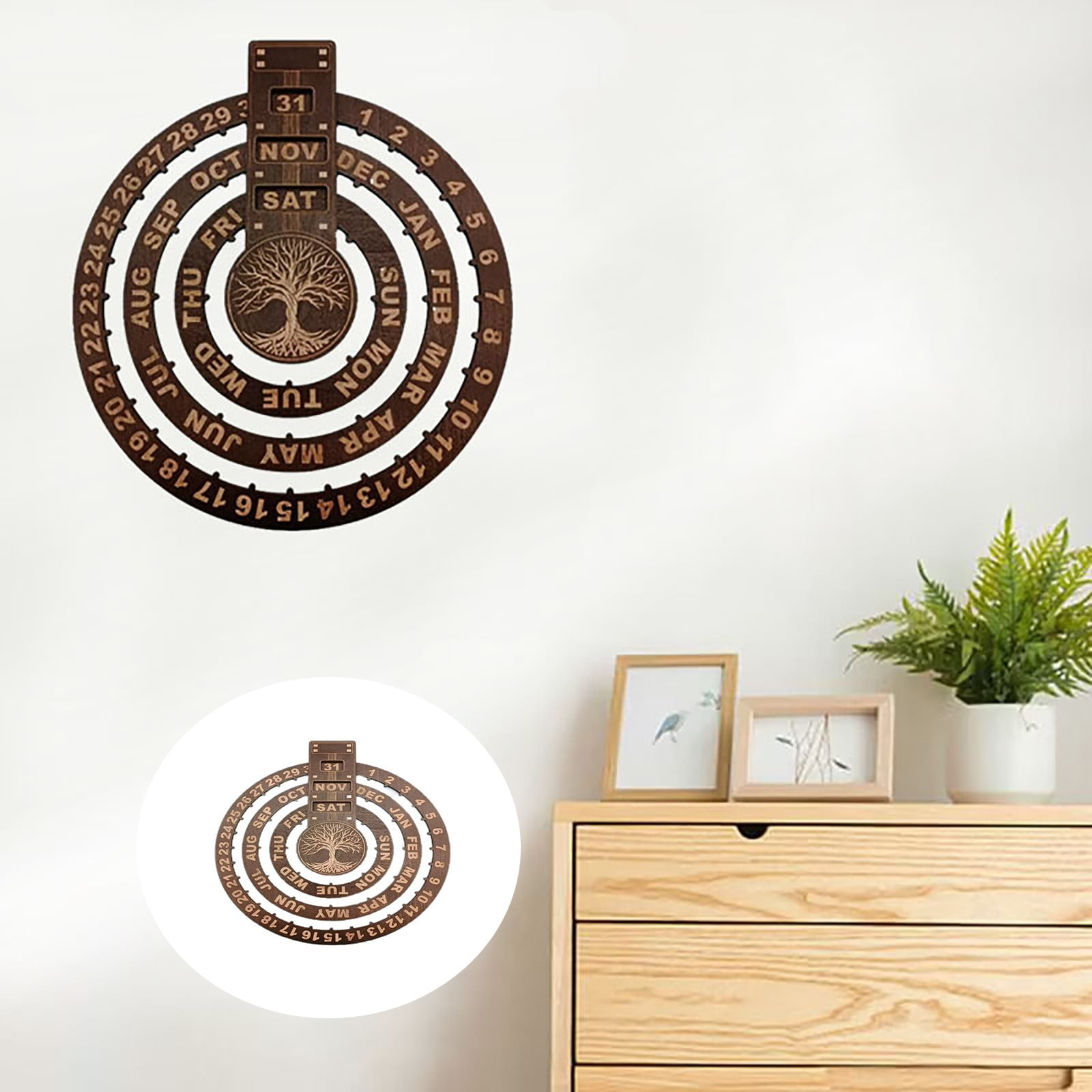Ikohbadg Tree of Life Wooden Perpetual Calendar for Home Decor ...