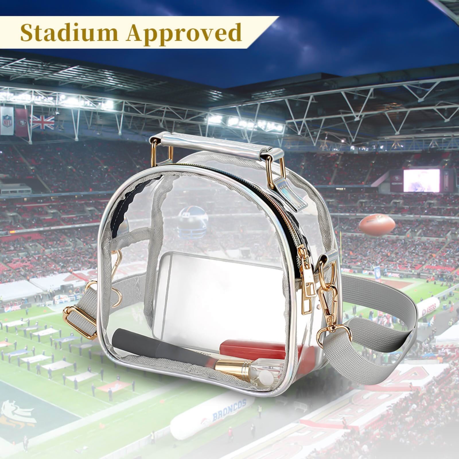 Ikohbadg Silver Stadium Approved Transparent Plastic TPU Clear Bag ...