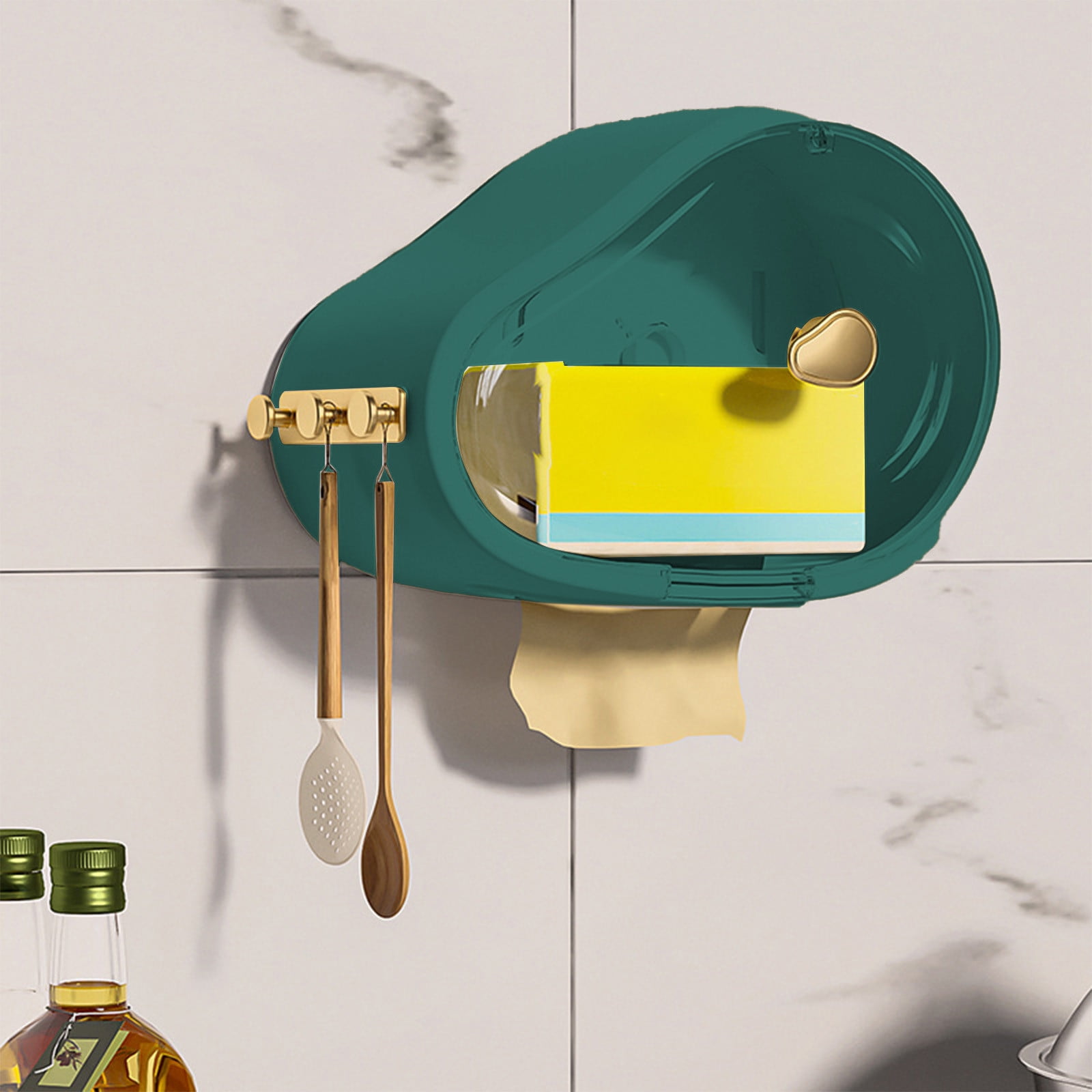 Ikohbadg Wall Mounted Transparent Tissue Box No Hole Kitchen Restroom ...