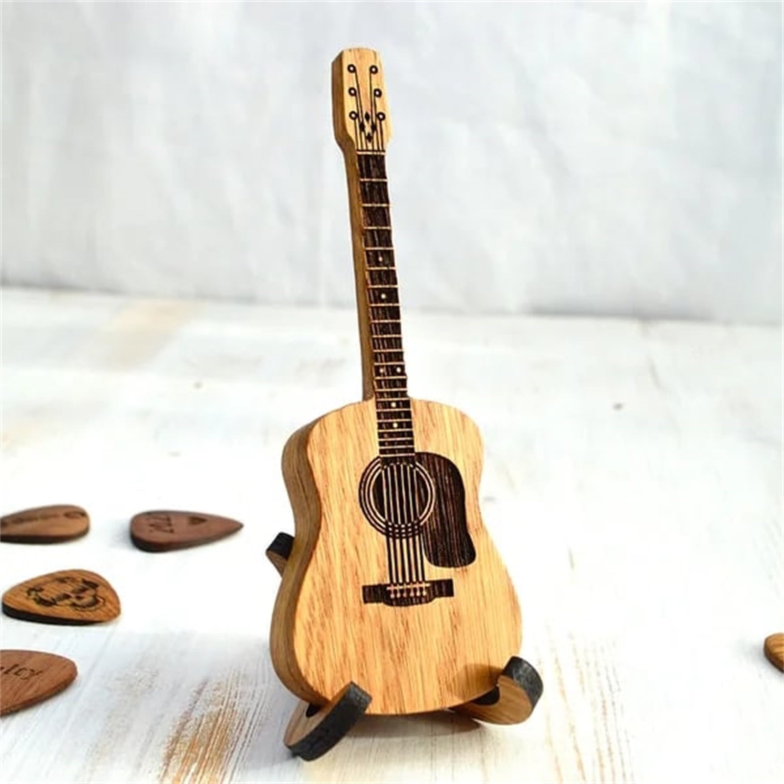 Ikohbadg Wooden Guitar Pick Box with Stand Unique Guitar Picks Guitar ...