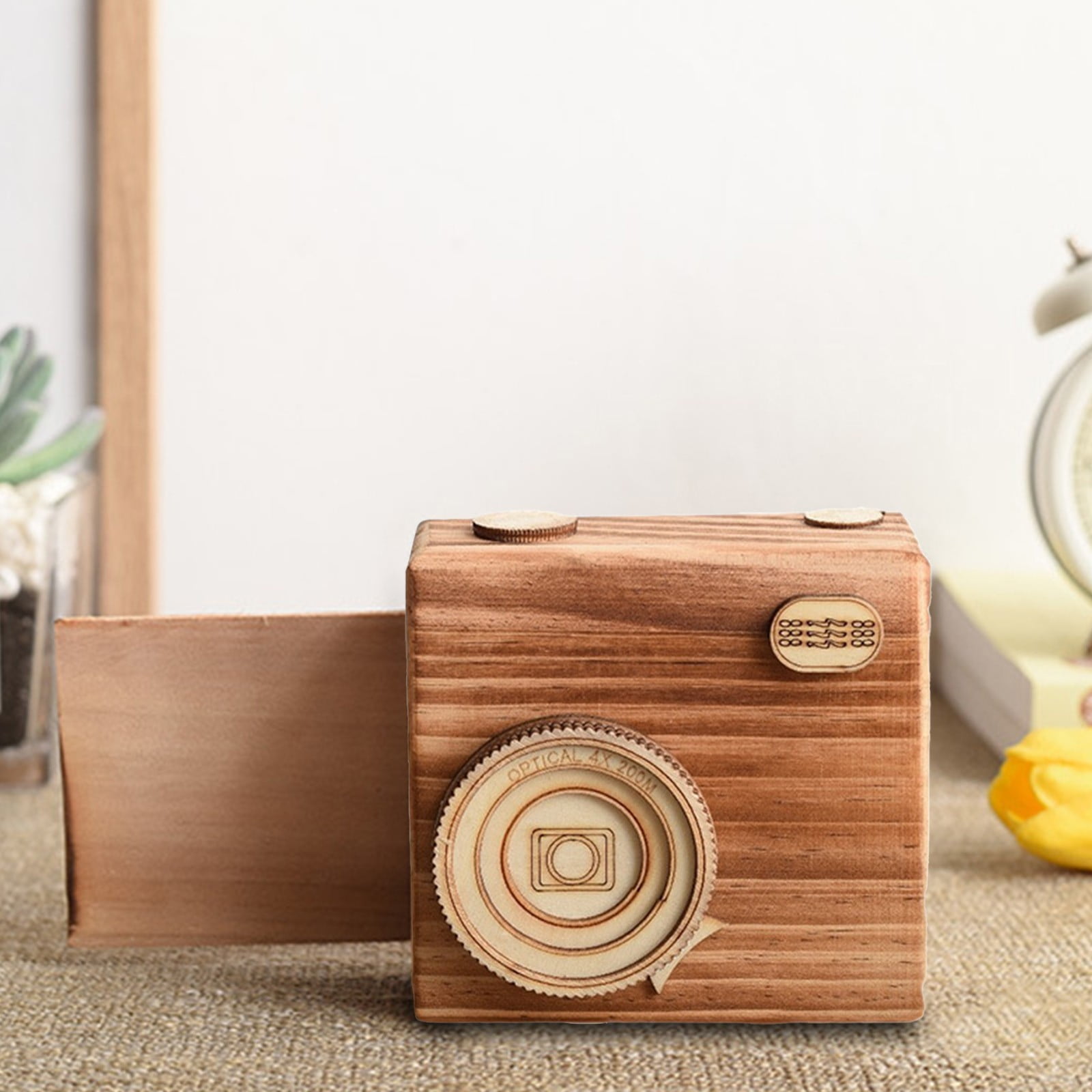 Ikohbadg Wooden Camera Storage Box DIY Wooden Art Ornament Home ...