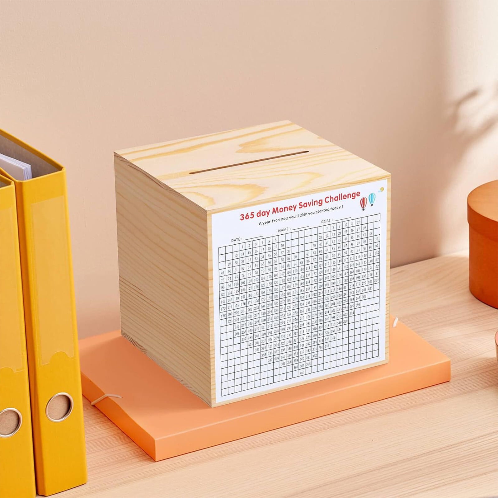 Ikohbadg Wooden Coin Bank with Ornament Decor, Secure Wooden Deposit ...