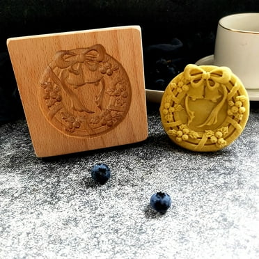 Wooden Gingerbread Cookie Mould Press, 3D Cake Embossing Baking Mold ...