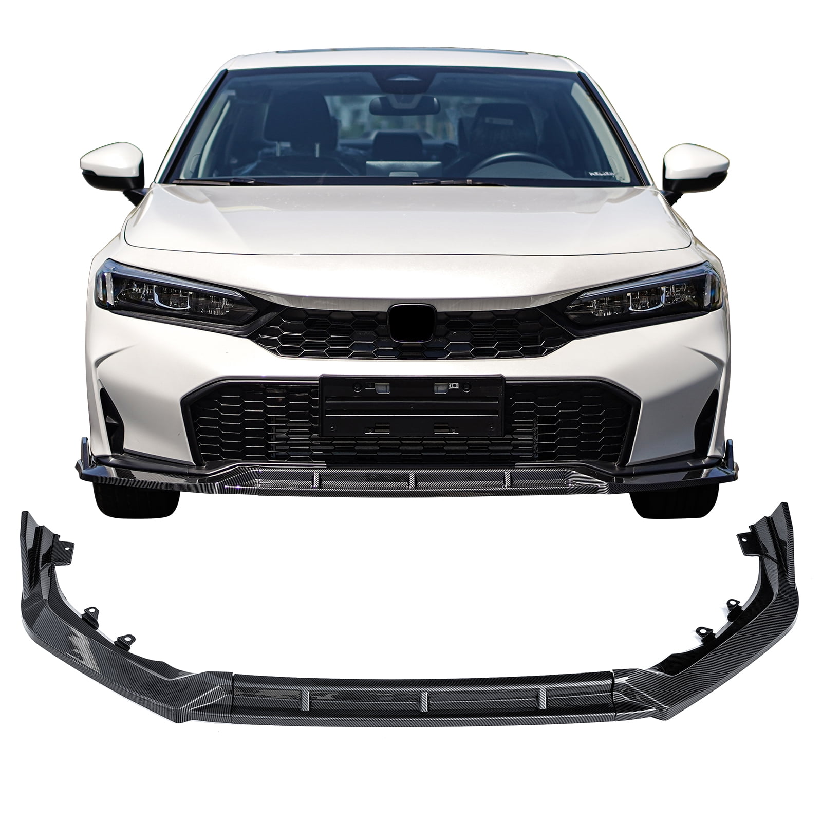 Ikon Motorsports 3PCS Front Bumper Lip Spoiler Splitter For 2025-2026 Honda Civic Sedan ...