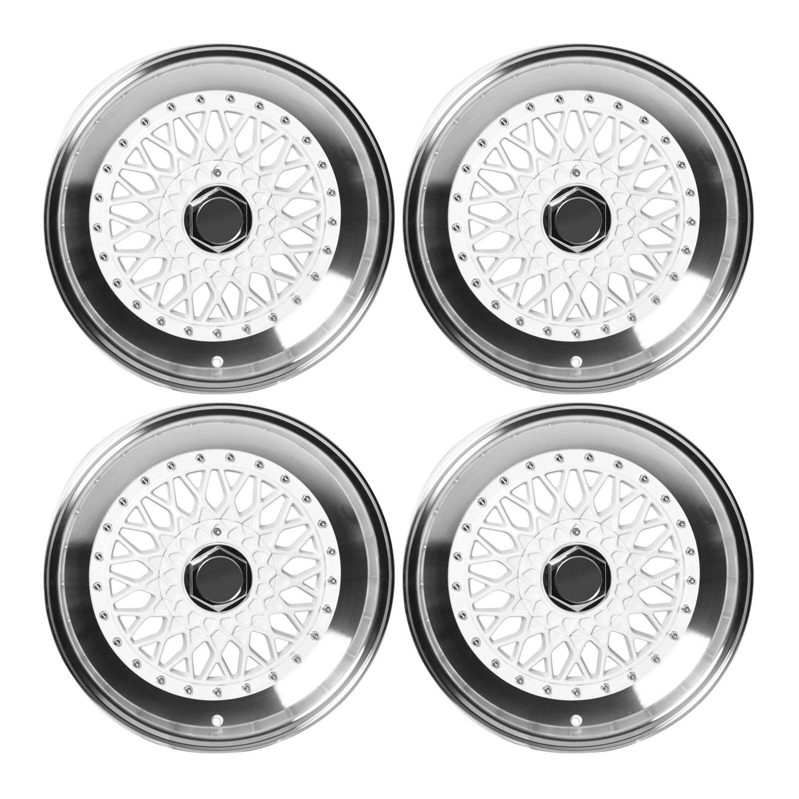 Ikon Motorsports (4) 17X8.5 +25 5X100 / 5X114.3 Step Lip Deep Dish Mesh ...