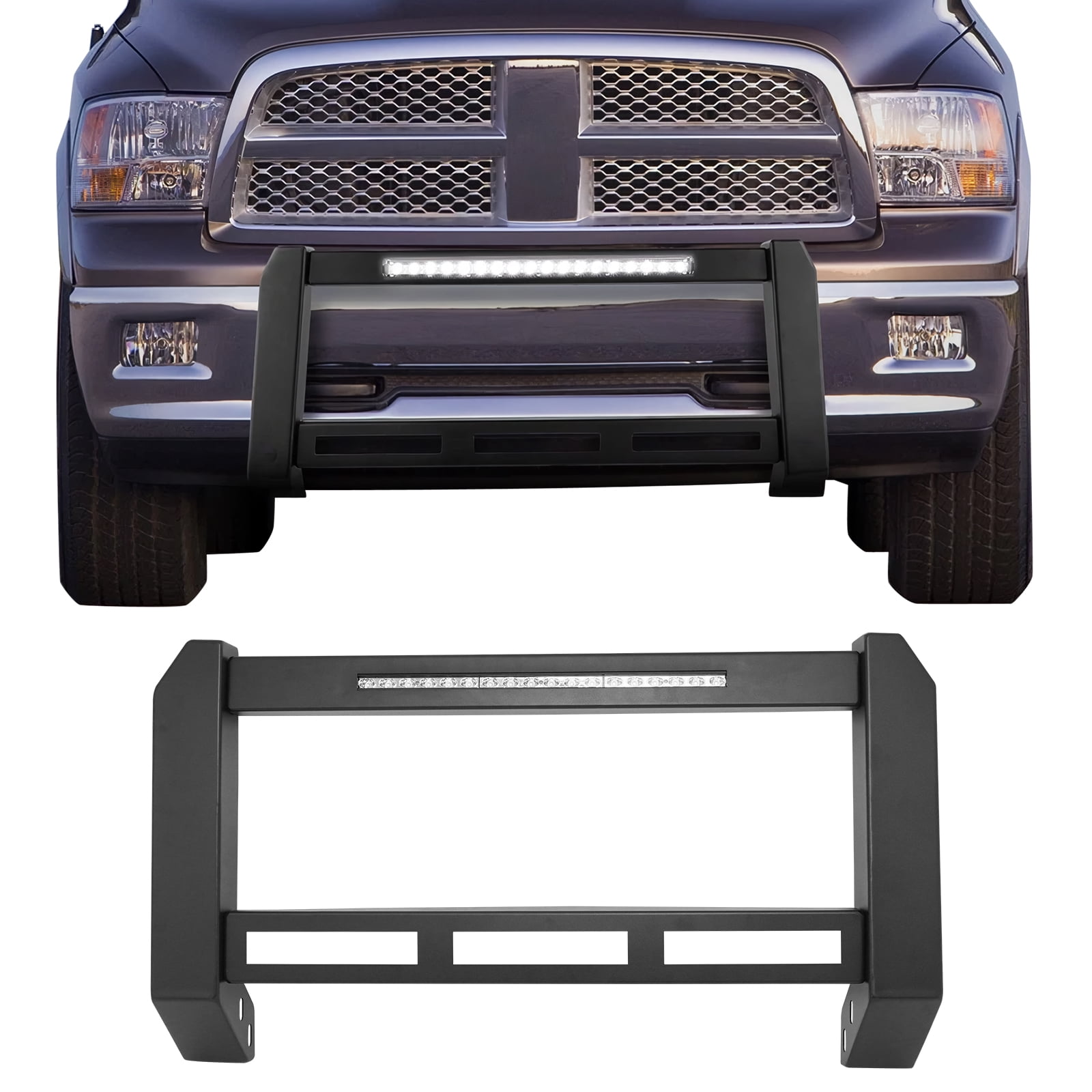 Ikon Motorsports Bull Bar Front Push Brush Bumper Grille Guard W/LED ...