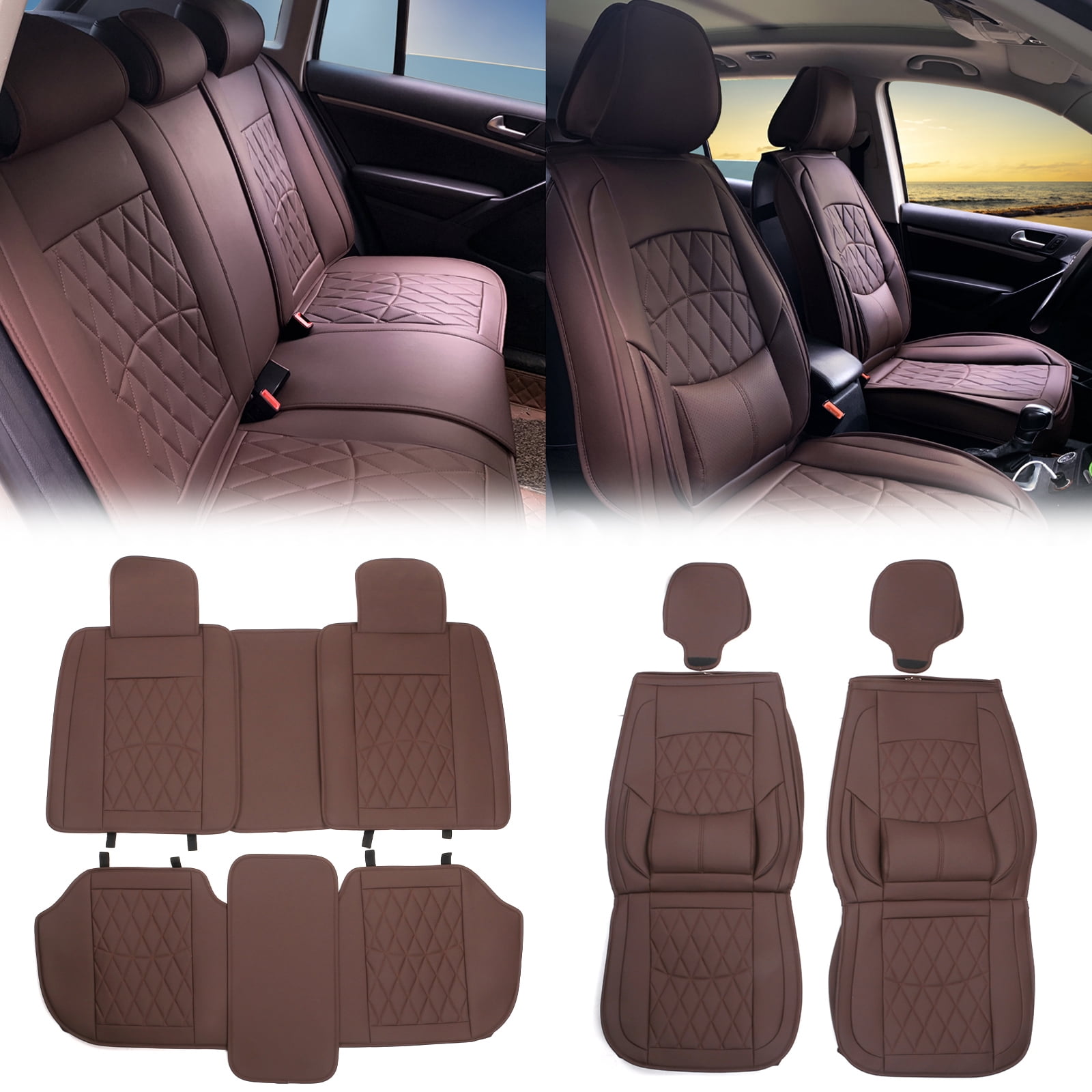 Ikon Motorsports Car Seat Covers With Lumbar Compatible With Universal ...