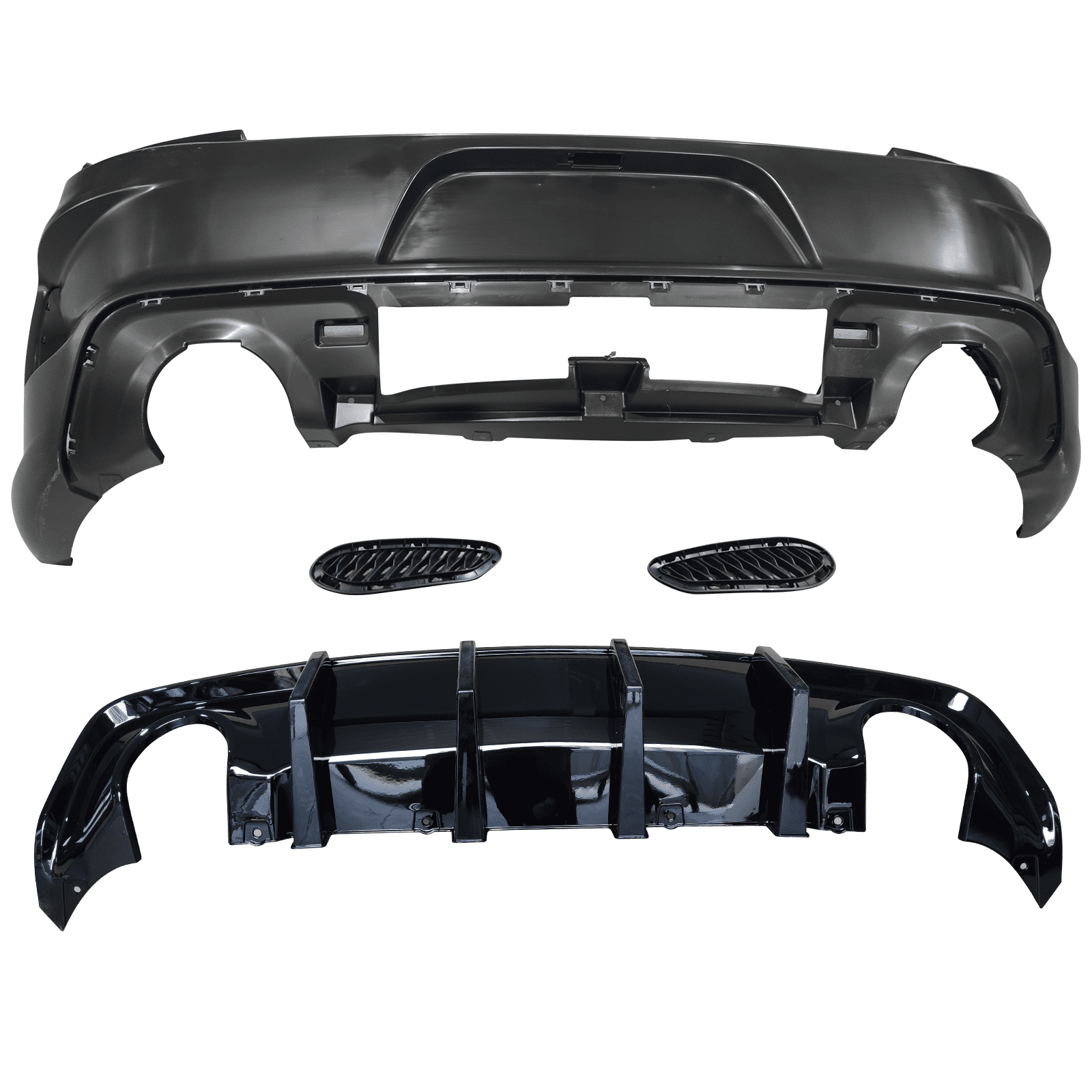 Ikon Motorsports Widebody Style Accessories, Rear Bumper Gloss Black ...