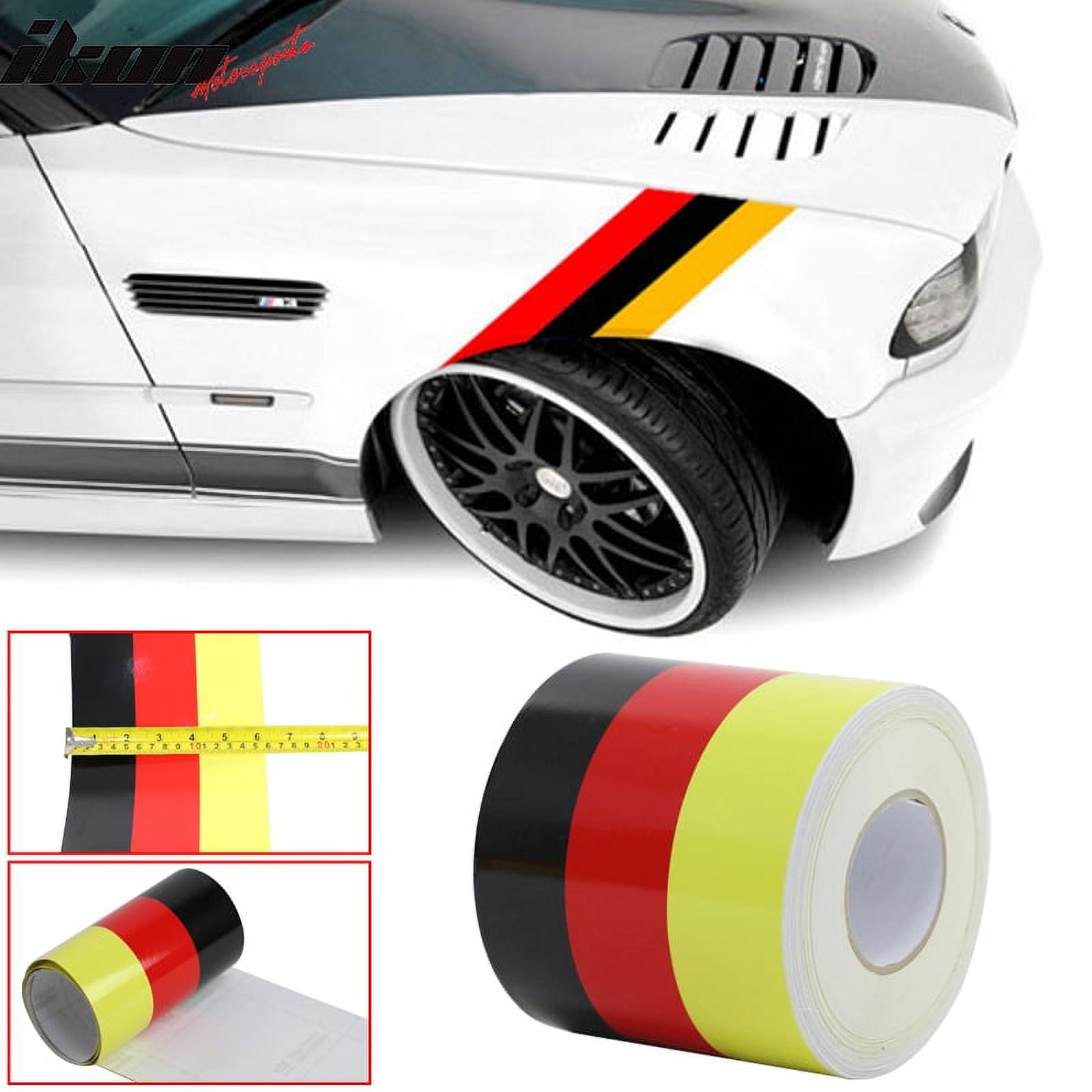 Ikon Motorsports Compatible with Three Color German Flag Car Hood Vinyl ...