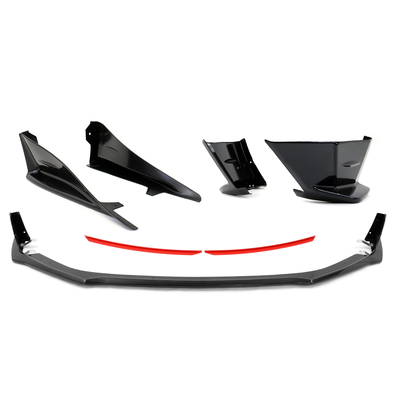 Ikon Motorsports Front Bumper Lip + Red Lip Protector + Rear Aprons ...