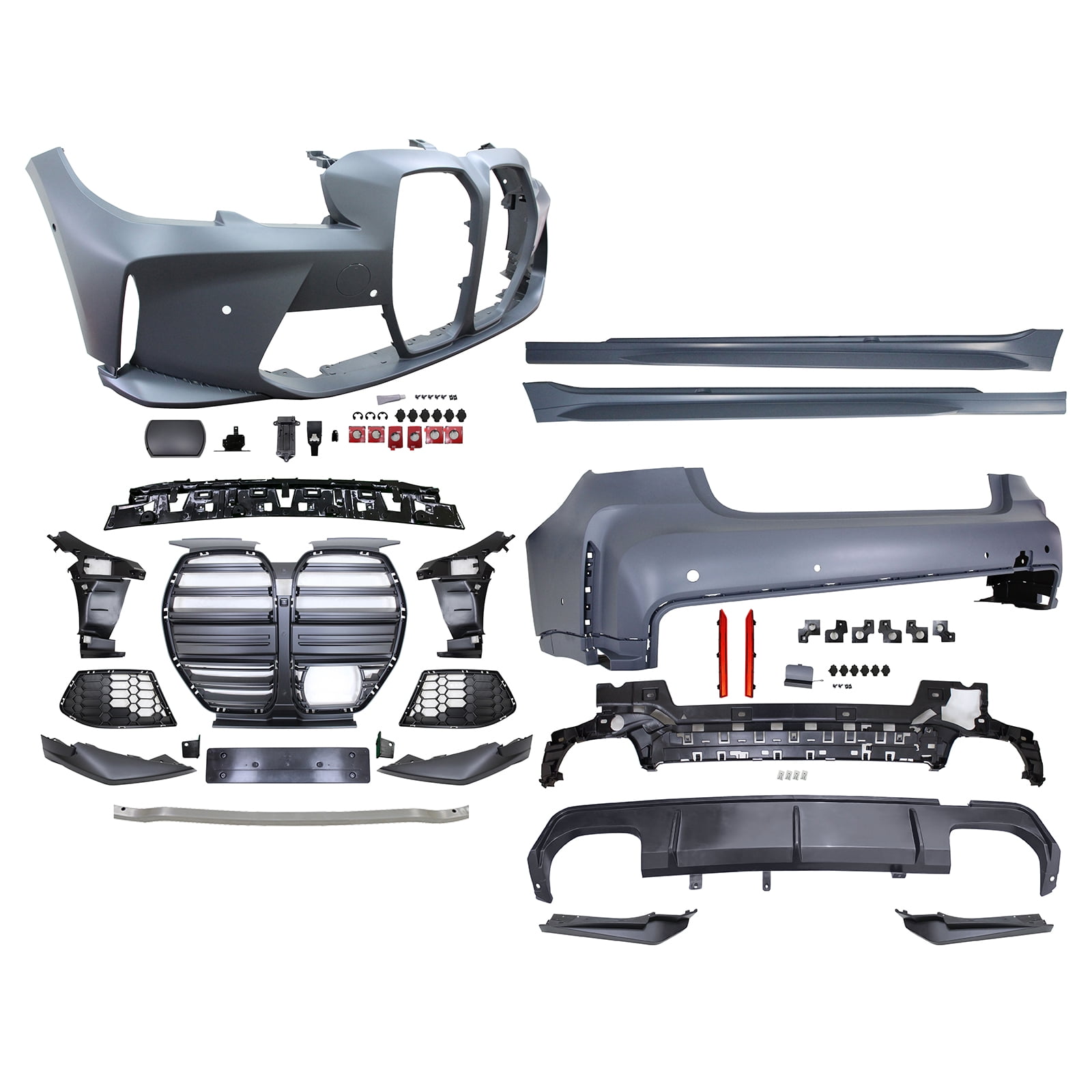 Ikon Motorsports Front + Rear Bumper Cover + Side Skirts Compatible ...