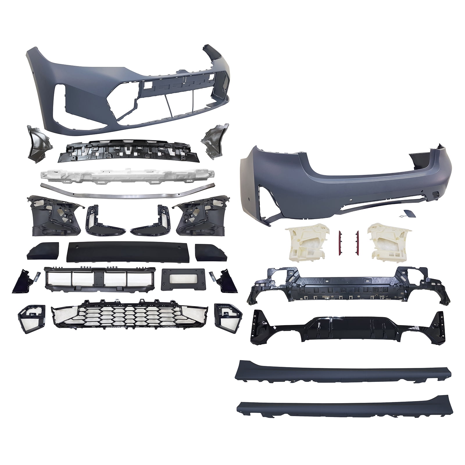 Ikon Motorsports Front Rear Bumper Cover & Side Skirts Compatible With ...
