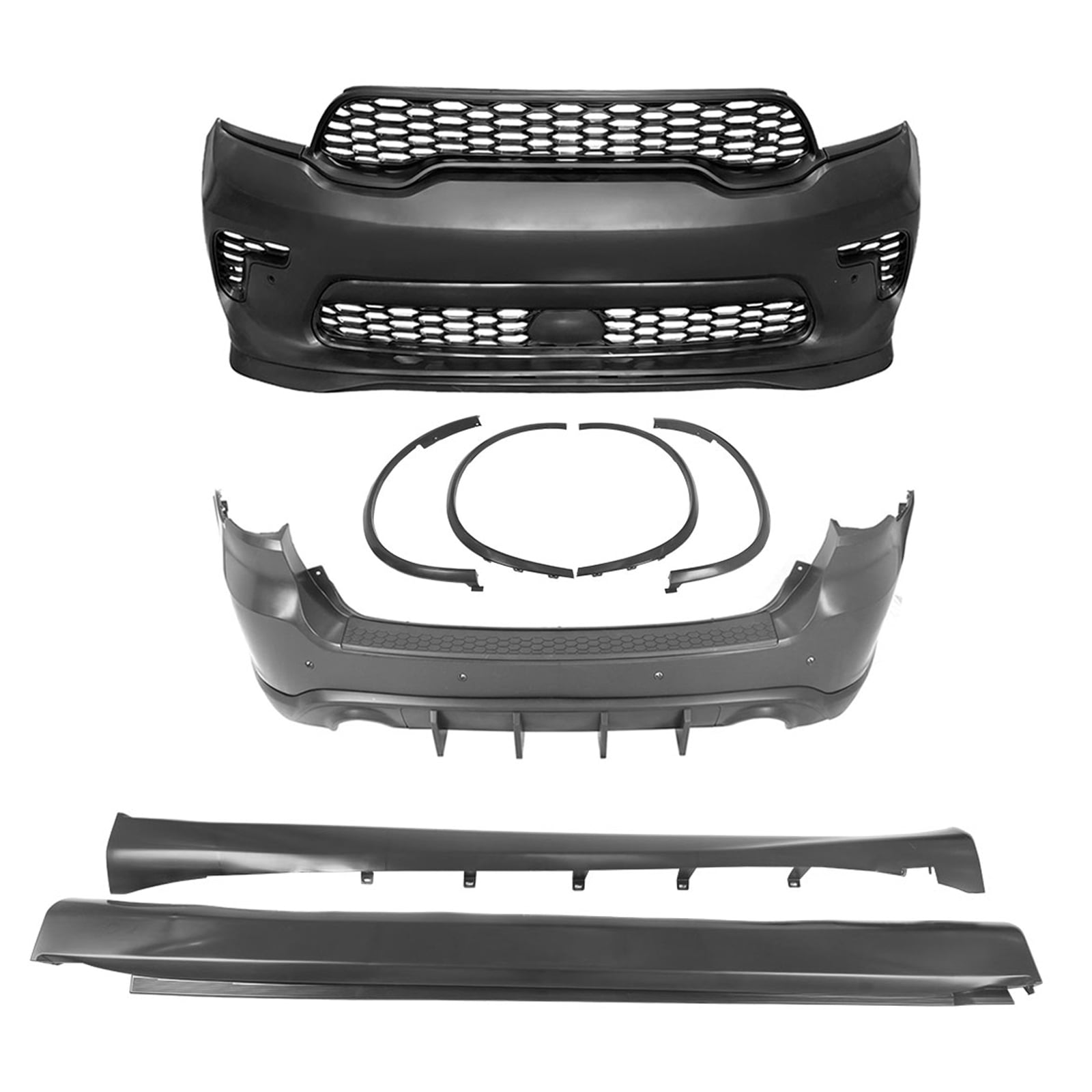 Ikon Motorsports Front + Rear Bumper Cover with V1 5PC Diffuser Lip ...