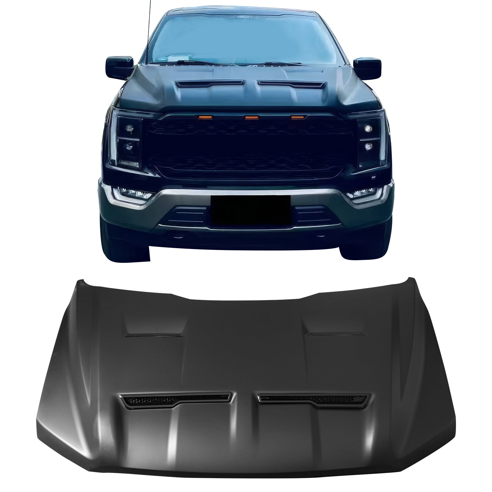 Ikon Motorsports Hood Panel, Compatible with 2021-2025 Ford F-150 ...