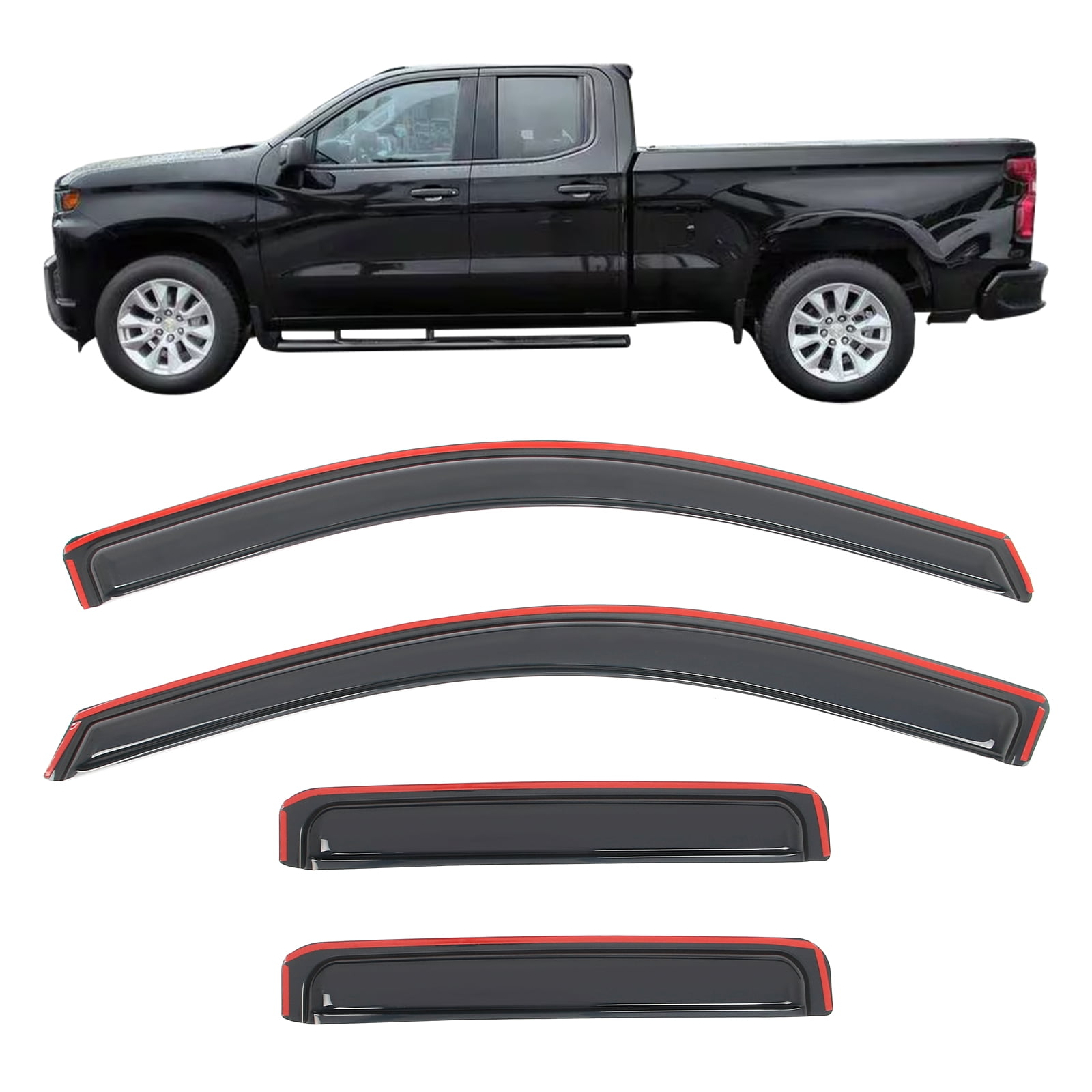 Ikon Motorsports In-Channel Window Visors Compatible With 19-25 Chevy ...