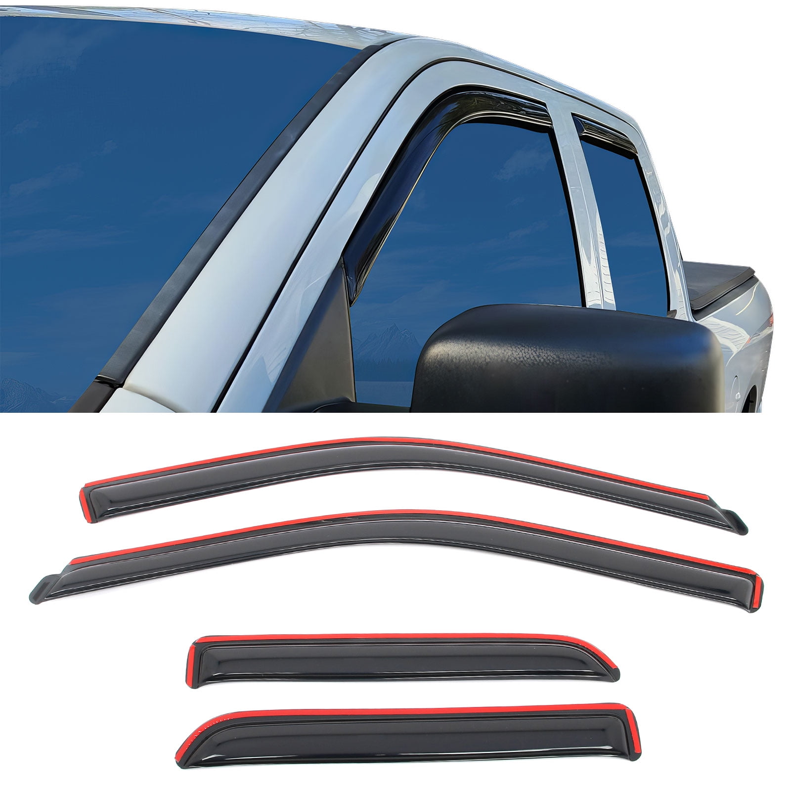 Ikon Motorsports In-Channel Window Visors for 2009-2018 Dodge Ram 1500 ...