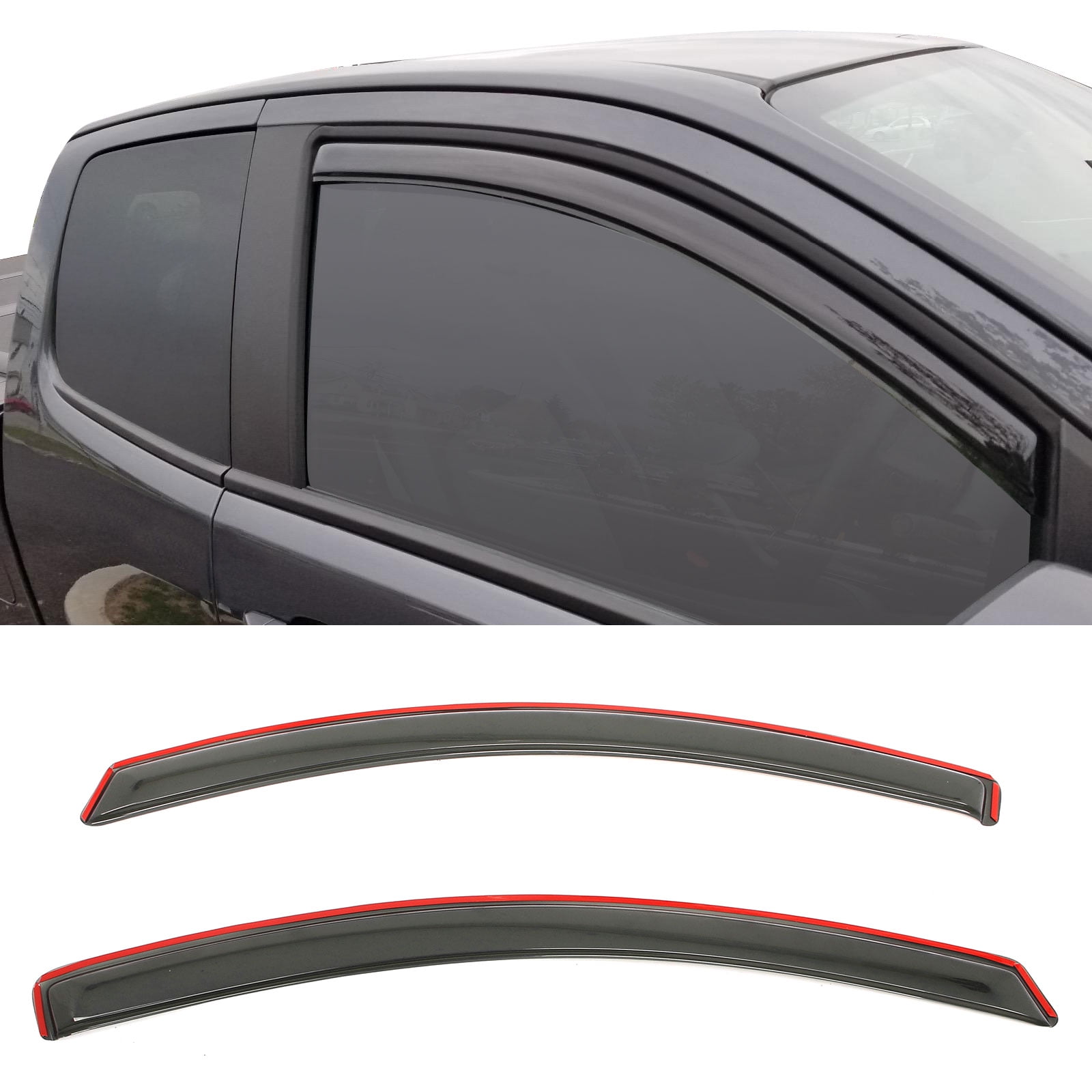Ikon Motorsports In-Channel Window Visors for 2015-2022 Chevy Colorado ...