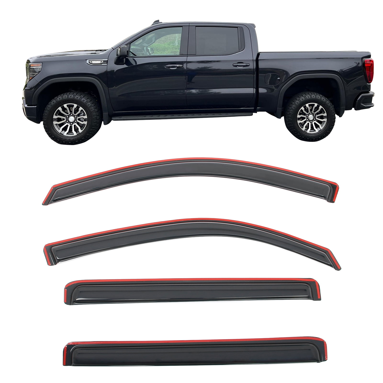 Ikon Motorsports In-Channel Window Visors for 2019-2025 Chevy Silverado ...