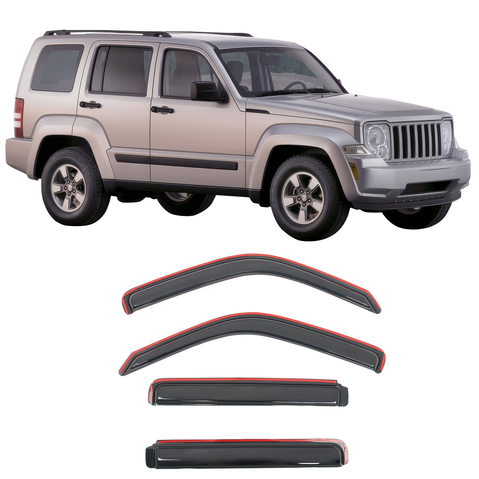 Ikon Motorsports In-Channel Window Visors for 2008-2014 Jeep Liberty ...
