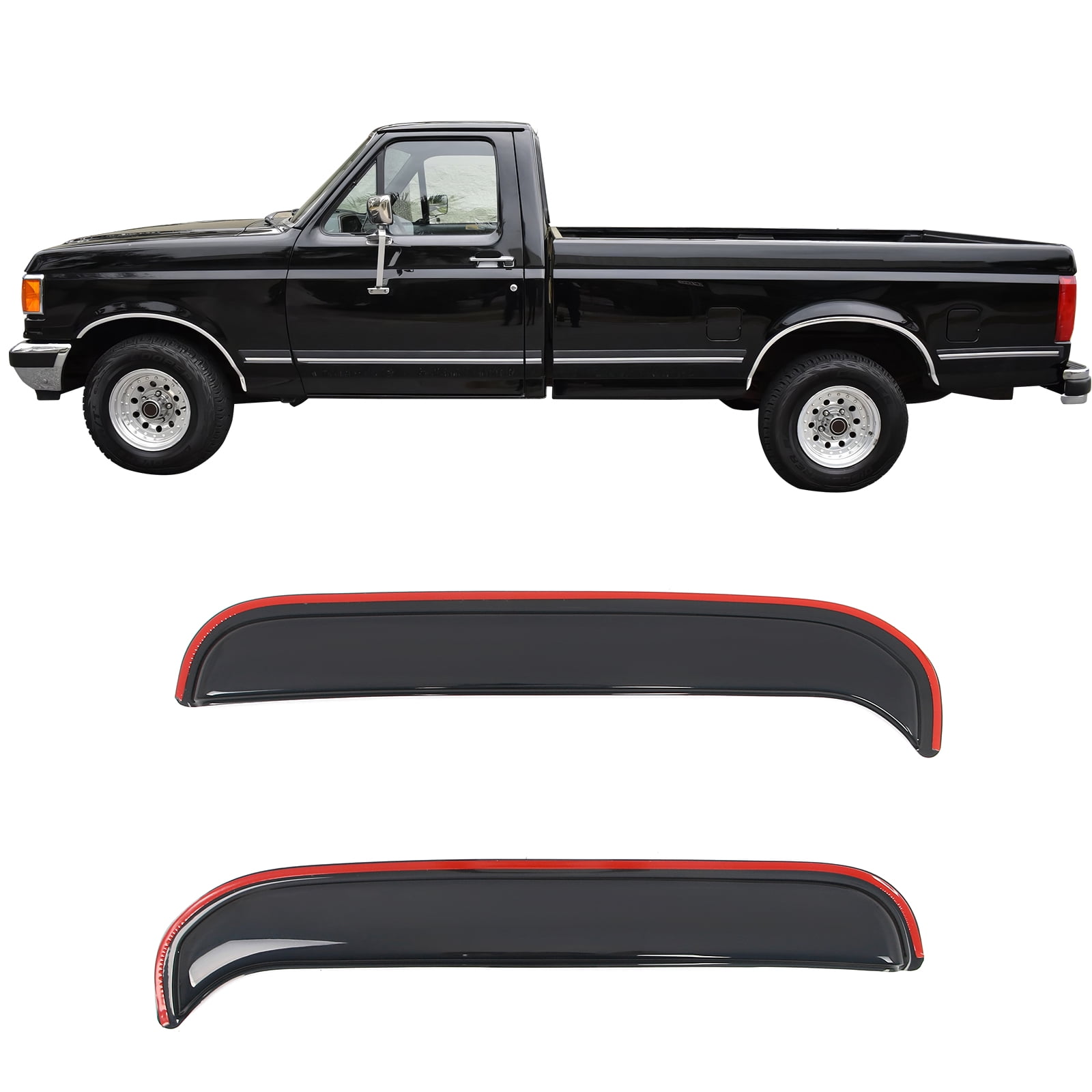 Ikon Motorsports In-Channel Window Visors Fits 1980-1996 Ford F-150 F ...