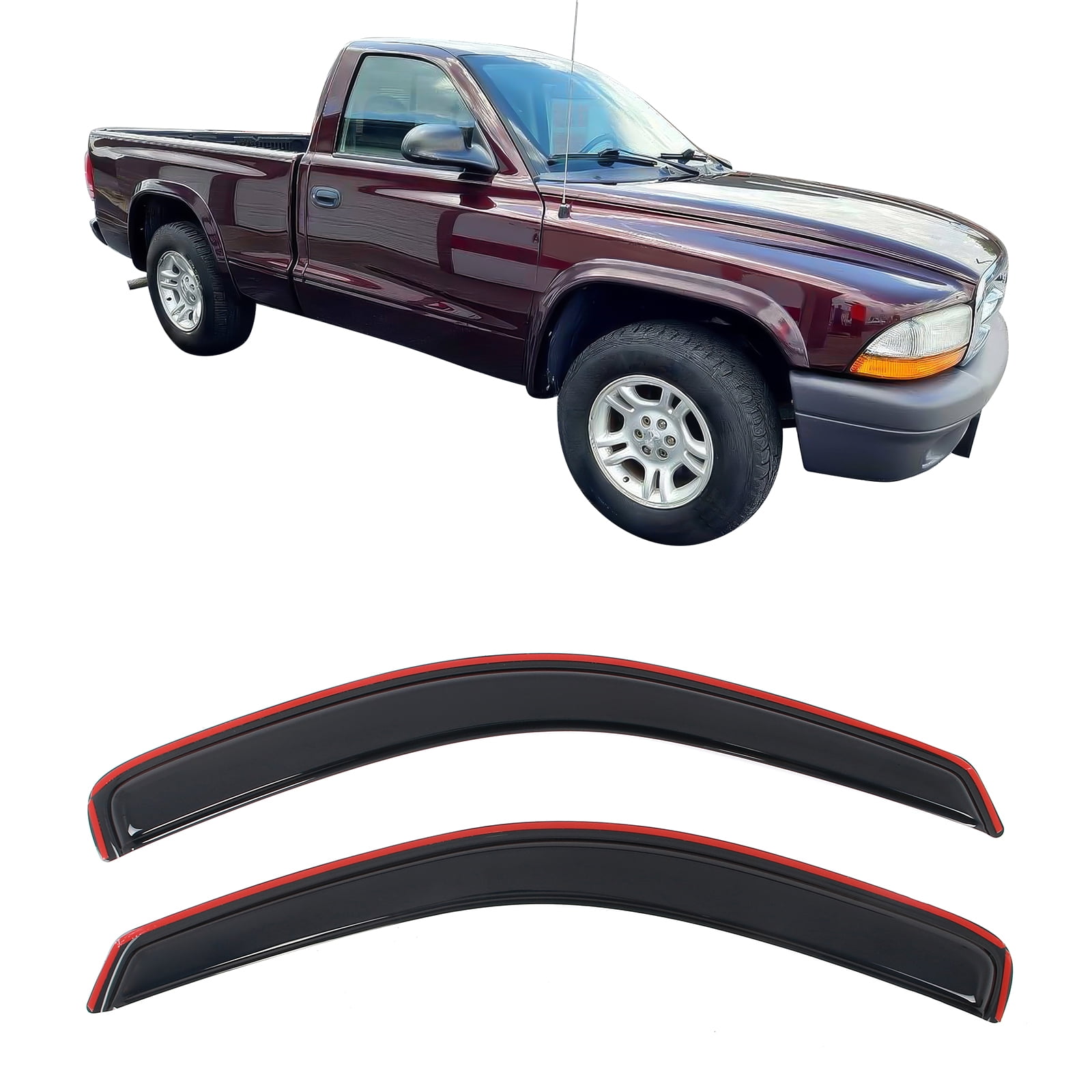 Ikon Motorsports In-Channel Window Visors Fits 1997-2004 Dodge Dakota ...