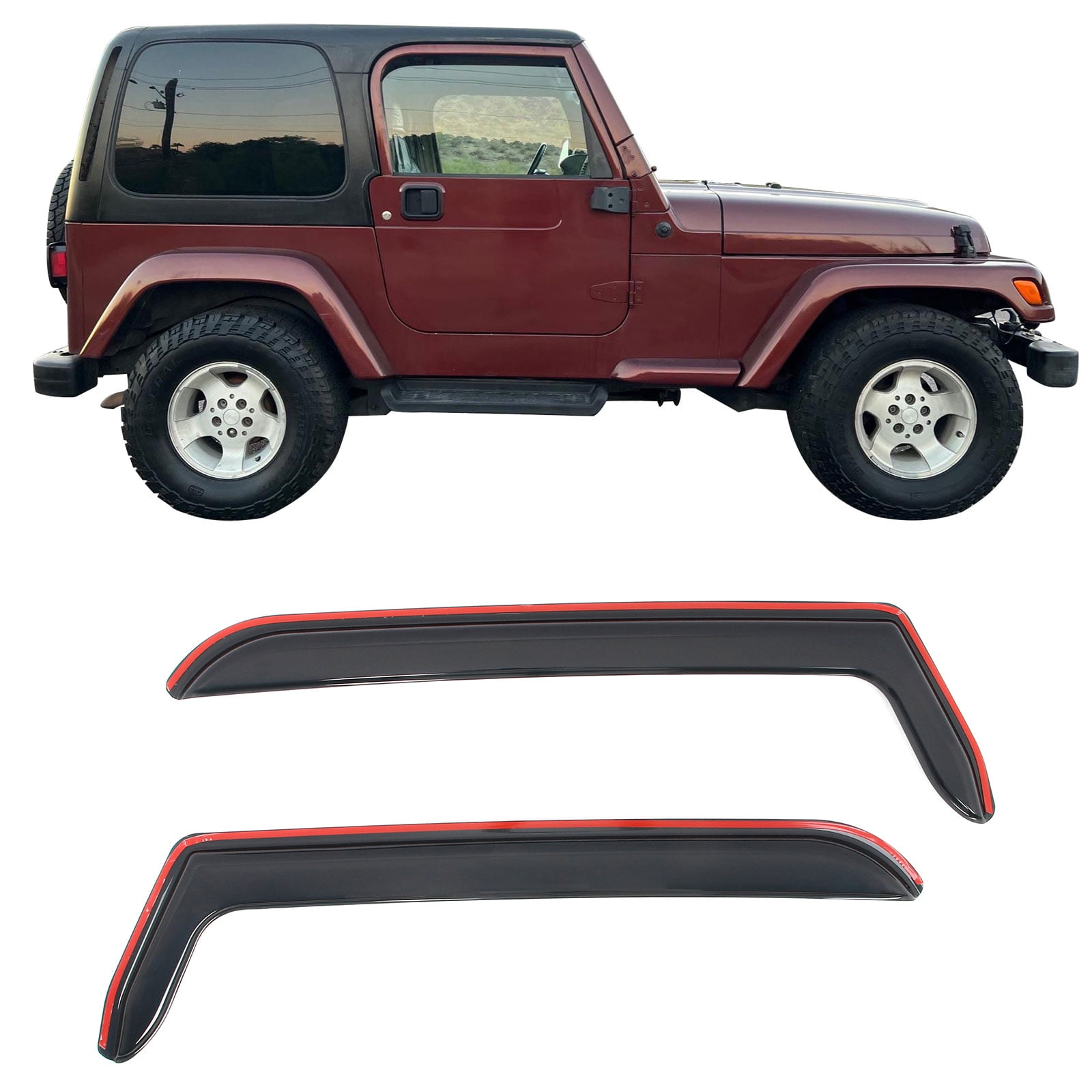 Ikon Motorsports In-Channel Window Visors Fits 1997-2006 Jeep Wrangler ...
